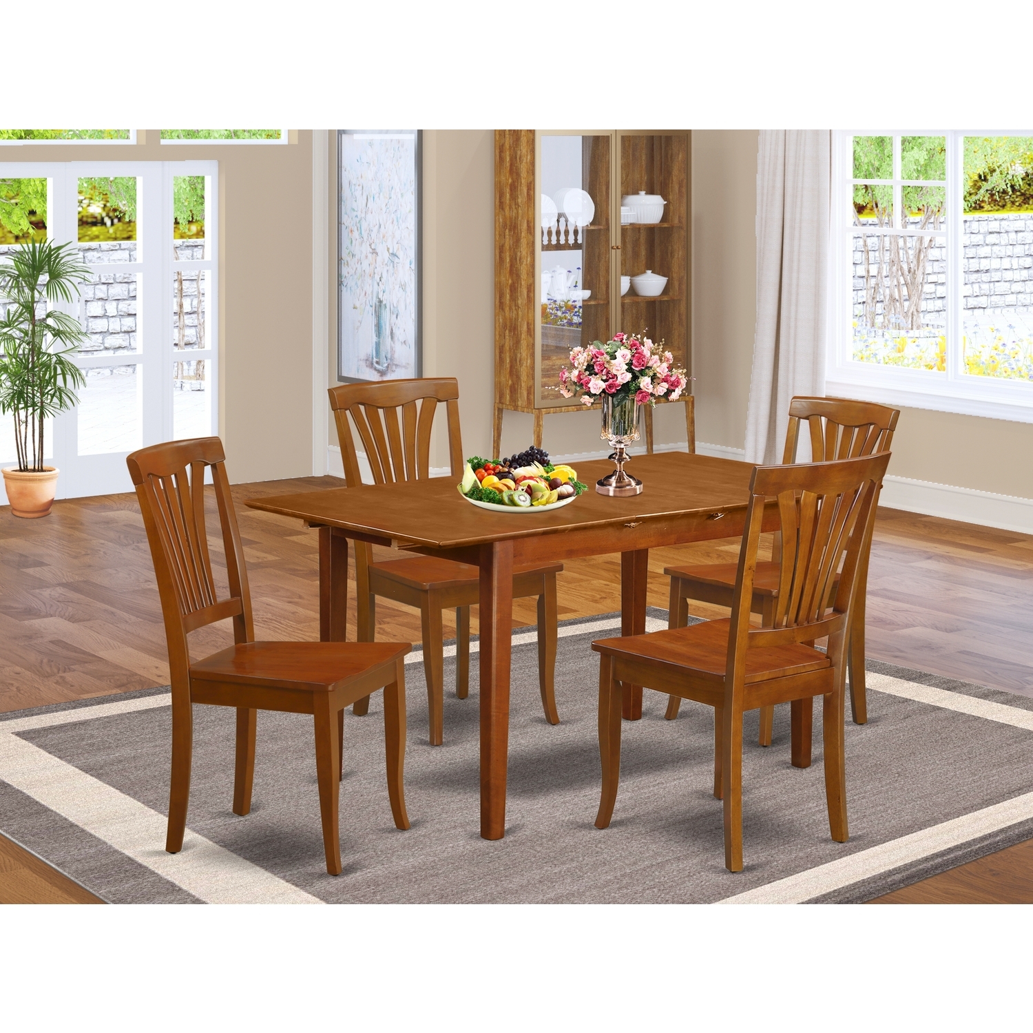 Boho Dining Set - 5 Piece Table & Chair Set - 32x60 Inch Rectangle ...