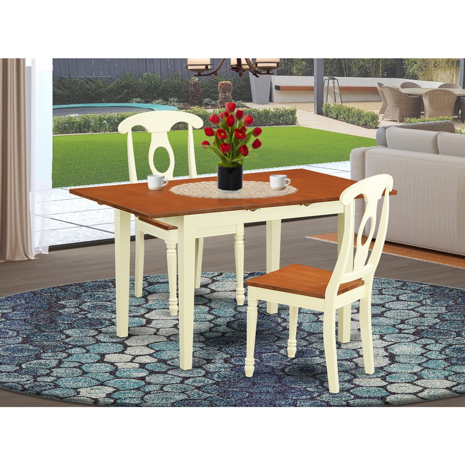 Boho Dining Table Set - 3 Piece Kitchen Table with Chairs - Small Space ...