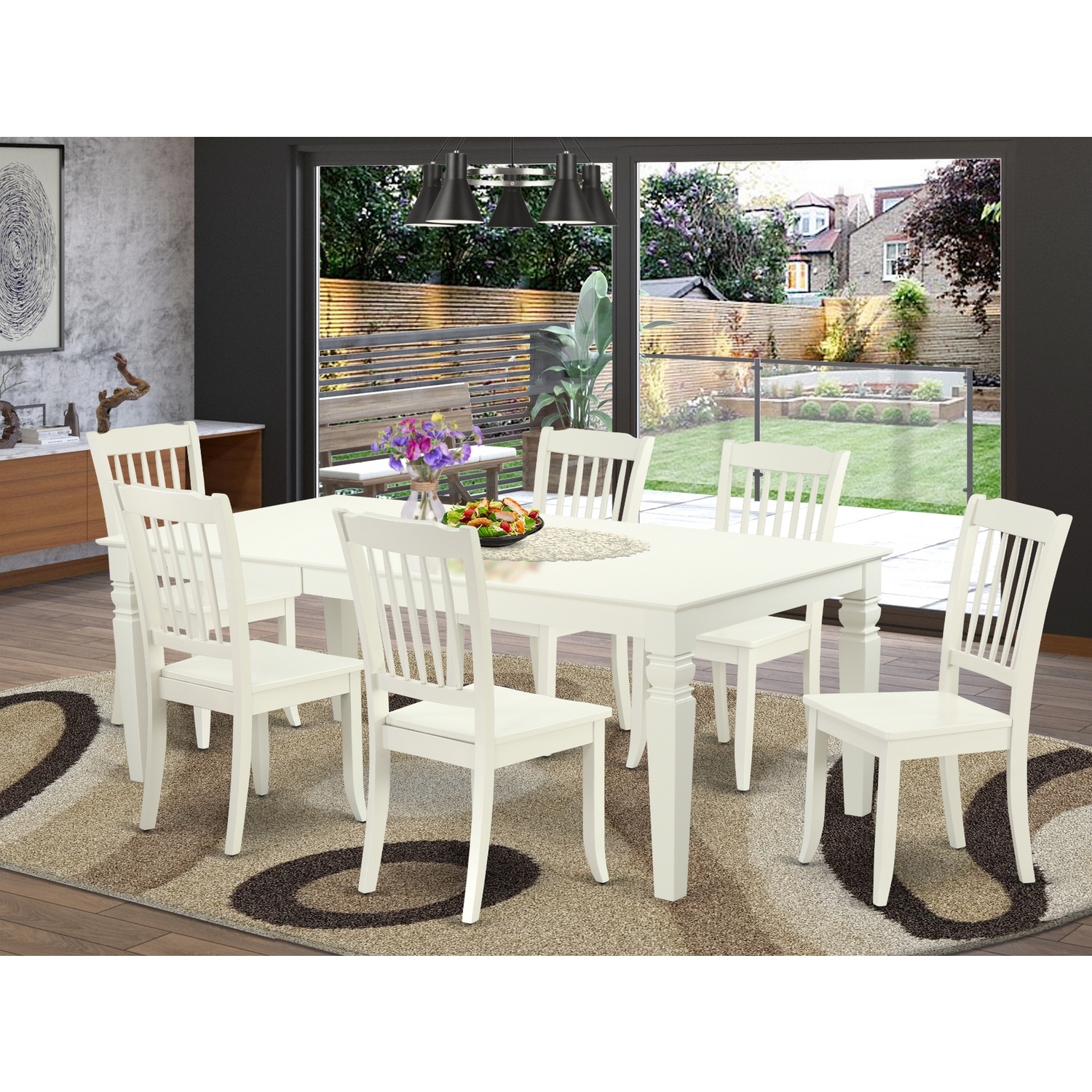 HomeStock Boldly Bohemian 7Pc Rectangular 66/84 Inch Table With 18 In ...