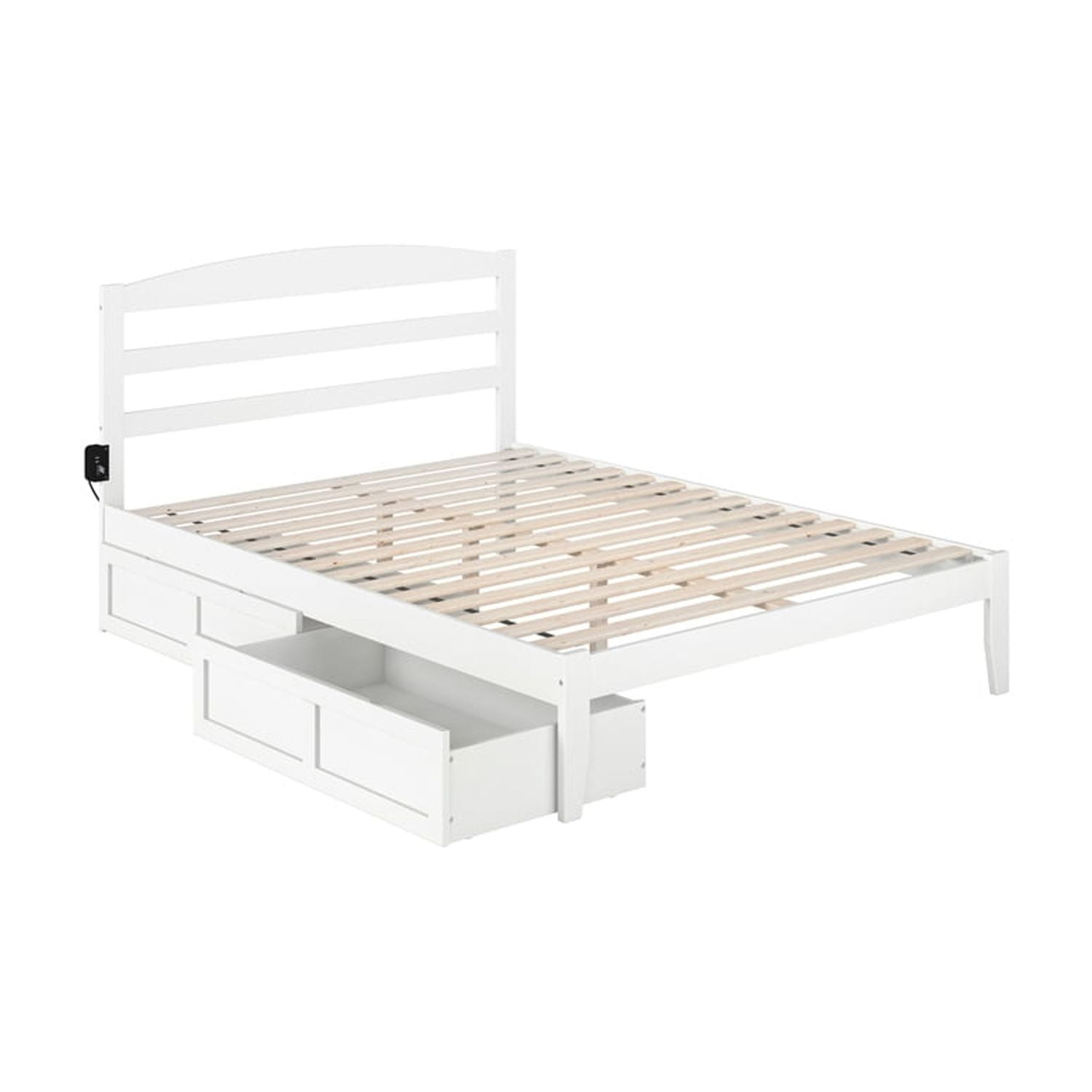HomeStock Boldly Bohemian Platform Bed with 2 Drawers, Queen, White ...