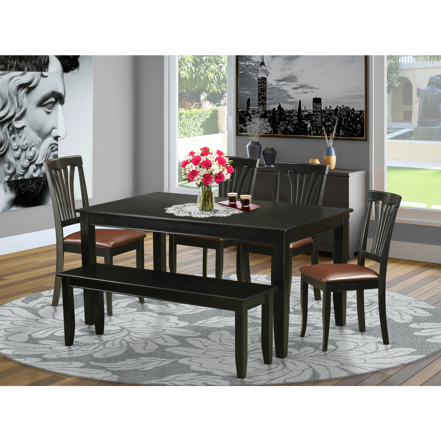 Bohemian Dining Set - 7 Piece Table & Chair Set - Asian Hardwood ...
