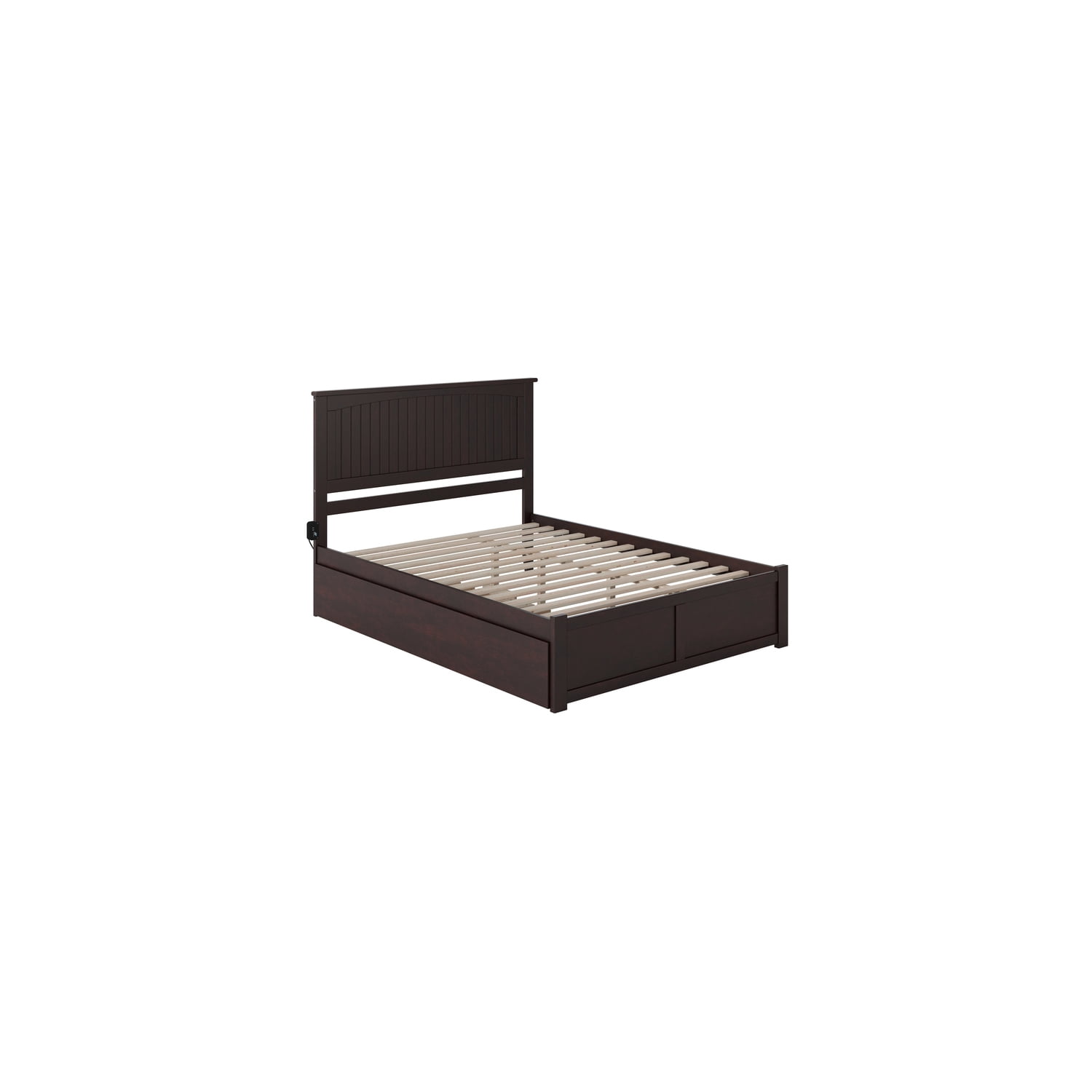 Platform Bed with Trundle & USB Charger - Espresso Finish - Solid Wood ...