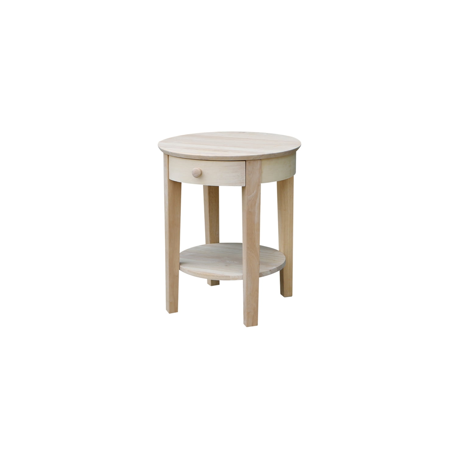 HomeStock Charm Wood End Table with Drawer and Shelf in Solid Parawood ...