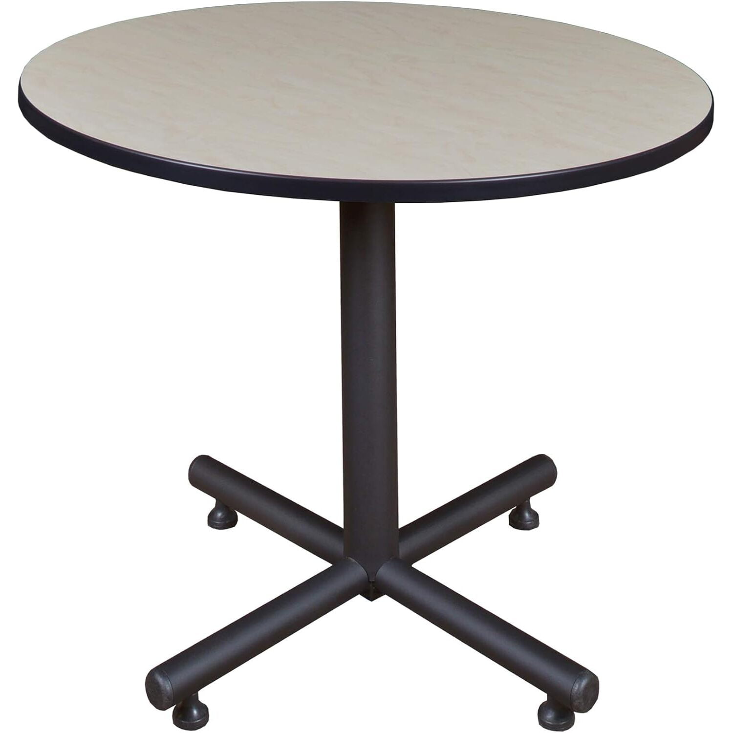 HomeStock City Sleek 42" Round Breakroom Table- Maple, Adjustable and ...