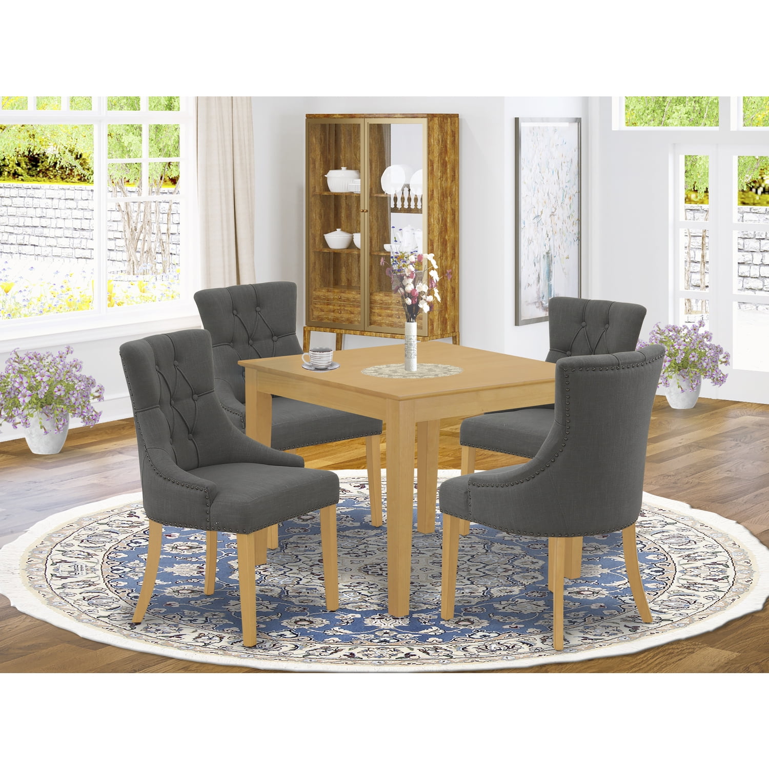 HomeStock City Sleek 5Pc Dining Set Includes A Square Dinette Table And ...