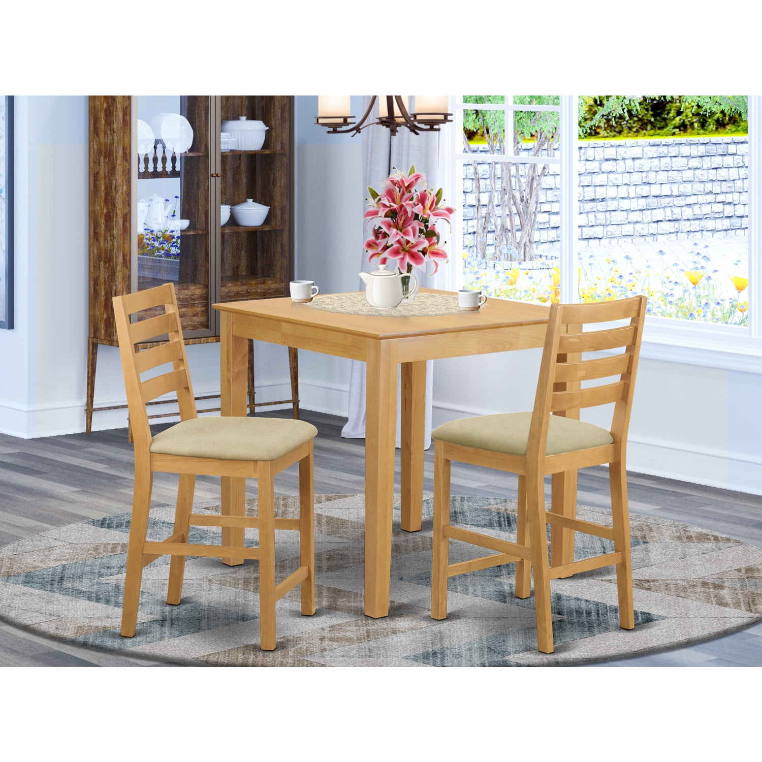 City Sleek Pub Set - Table & Chairs - Modern Dining Set for Kitchen or ...