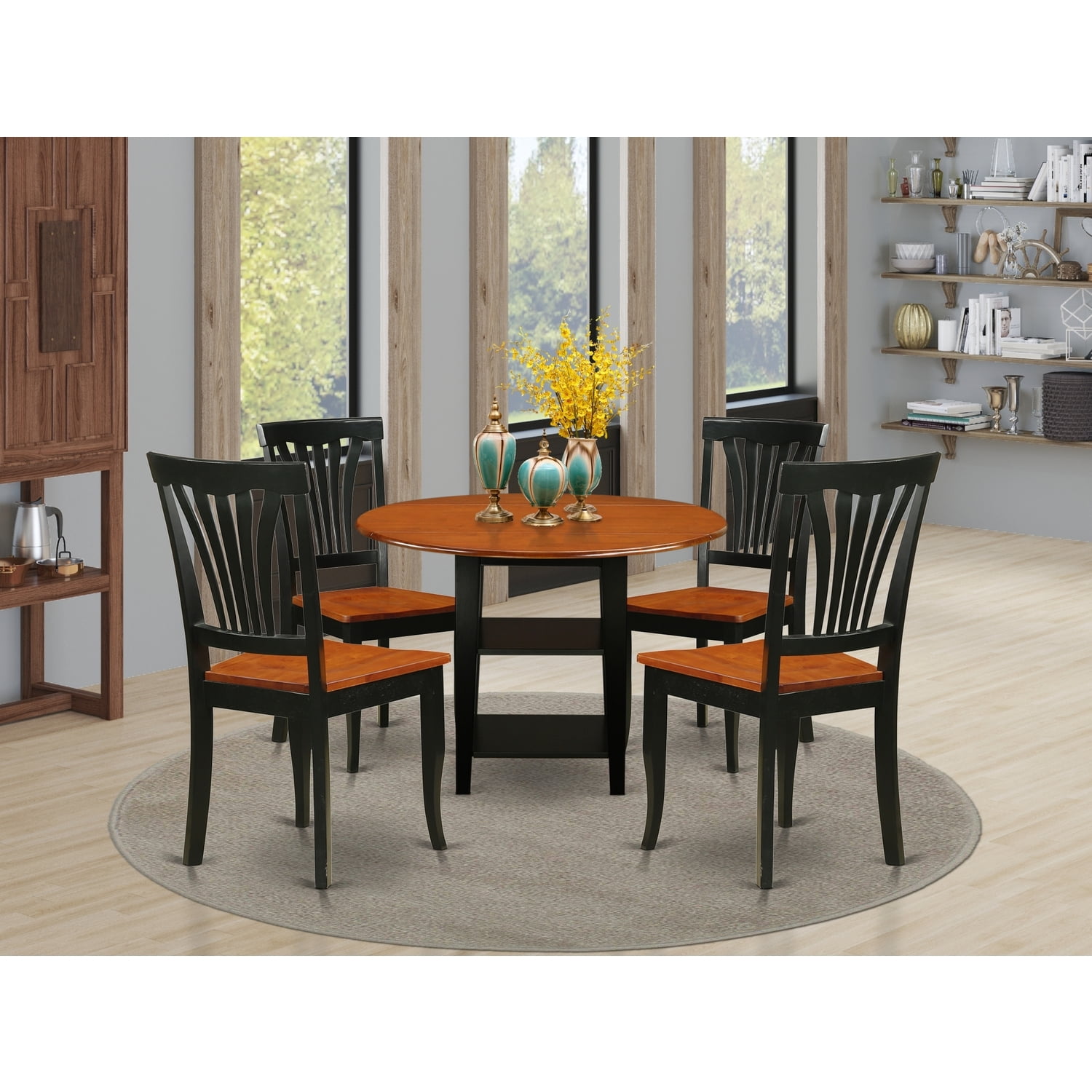 HomeStock Classic Charm 5 Piece Sudbury Set With One Round Dinette ...