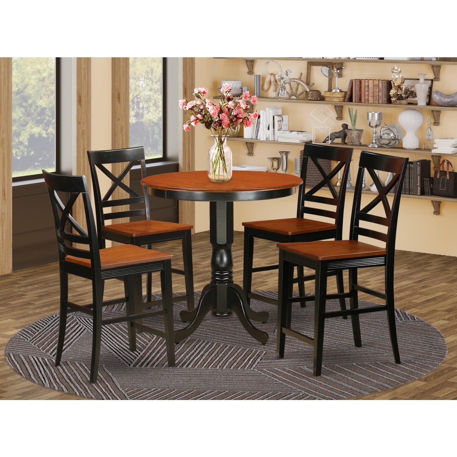 HomeStock Classic Charm Counter Height Set-Pub Table And Kitchen Bar ...