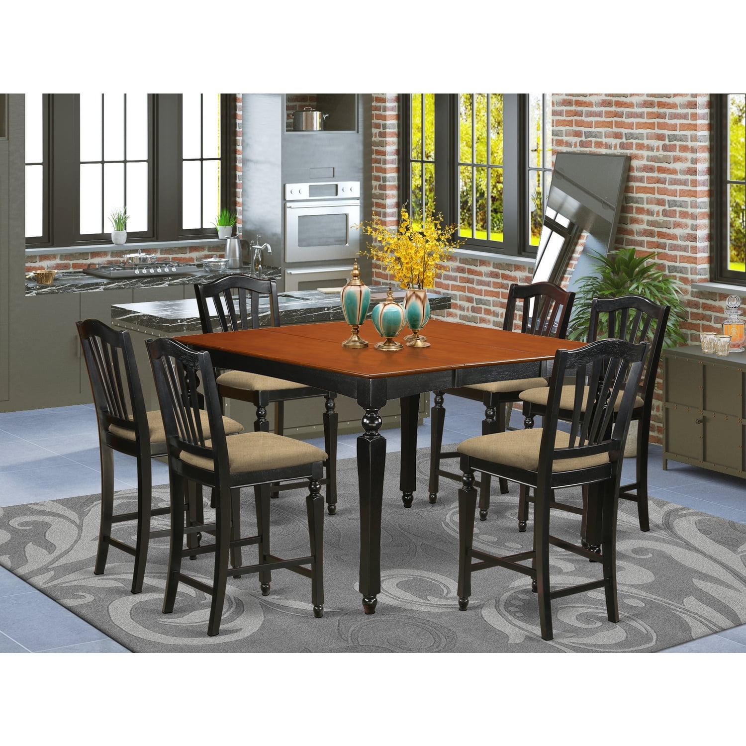 HomeStock Classic Charm Height Table Set-Square Pub Table And 6 ...