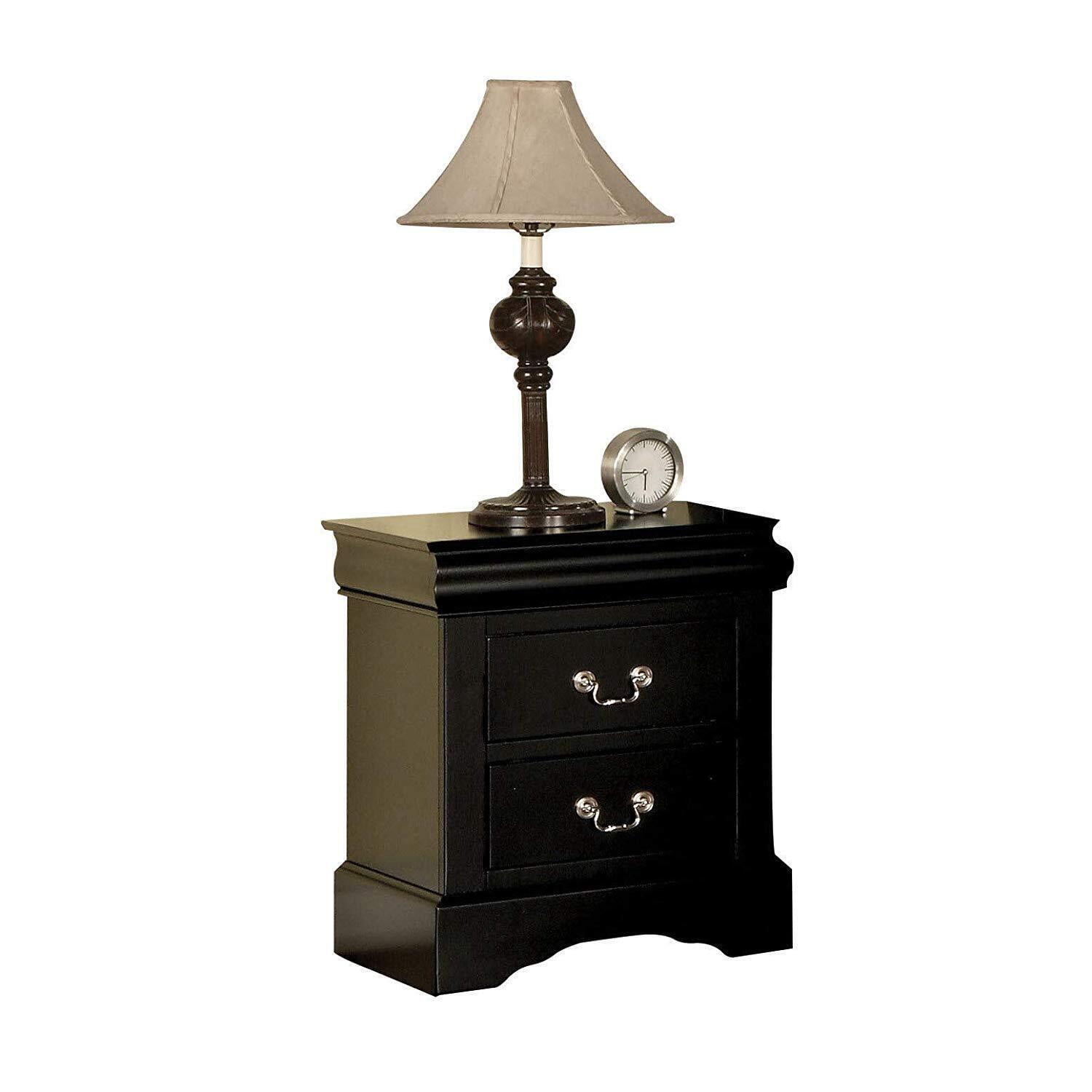 HomeStock Classic Charm Nightstand in Black, 22" x 16" x 24", 2 ...