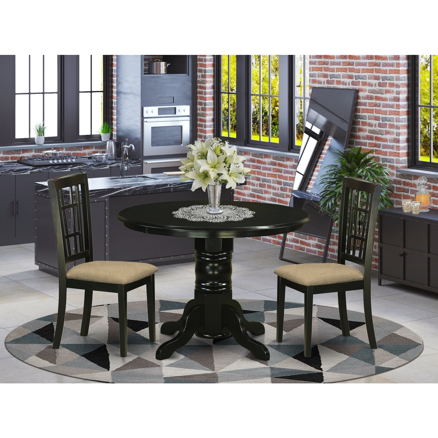 Classic Round Dinette Set - 4 Person Table & Chair Set - Kitchen Dining ...