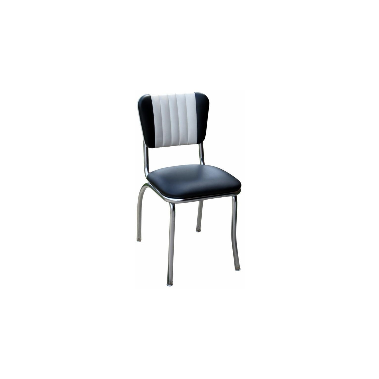 Diner Chair Chrome Frame Black Seat - Classic Channel Back Restaurant ...