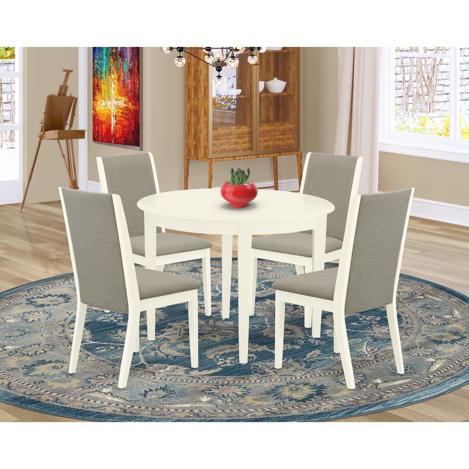 HomeStock Coastal Charm 5-Piece Kitchen Set Included A Round Dining ...