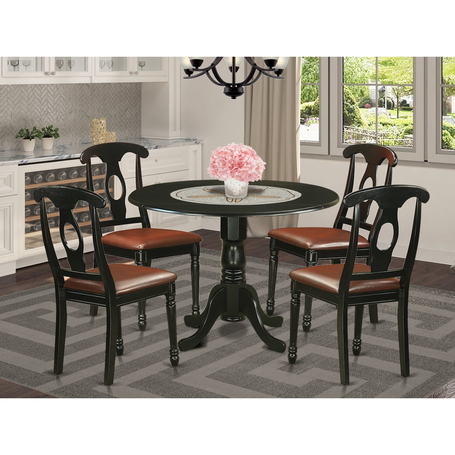 Coastal Kitchen Table Set - 3 Piece Dining Set - Modern Asian Hardwood ...