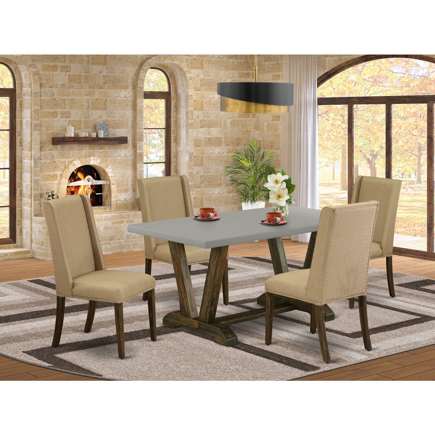 HomeStock Coastal Cool 5-Pc Dinette Set ncluded 4 Dining Room Chairs ...