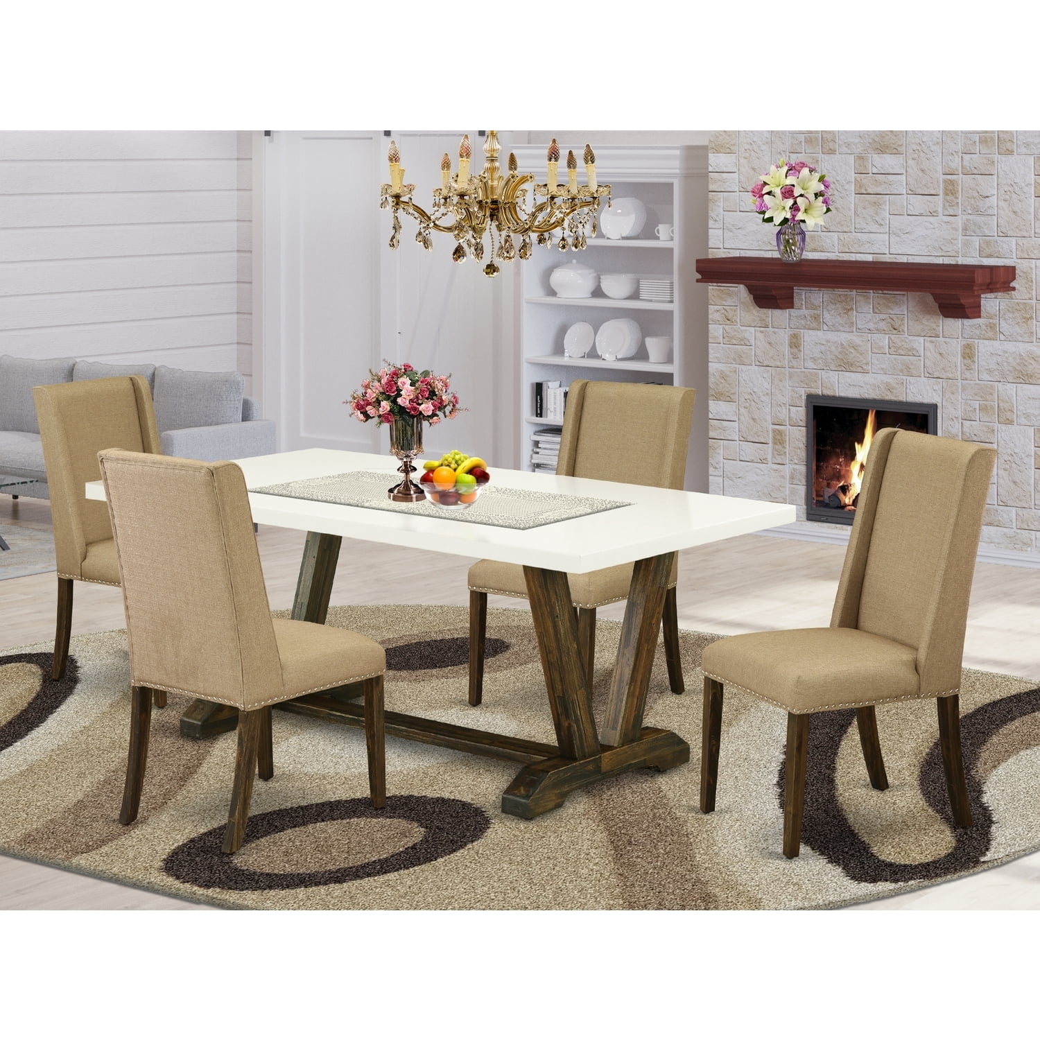 HomeStock Coastal Cool 5-Pc Dining Table Set Dining Chairs AND Dinette ...