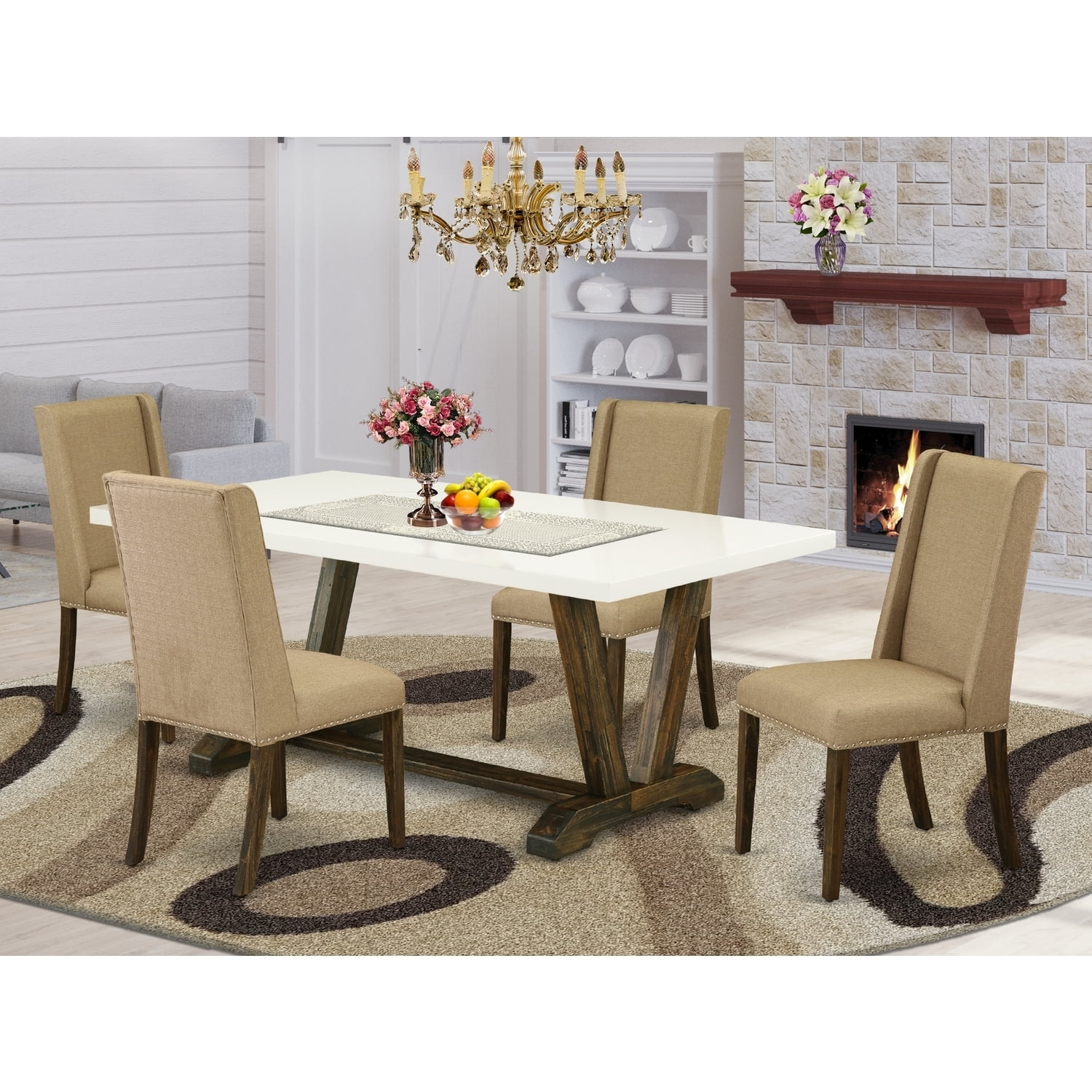 5-Piece Dining Table Set with Chairs - Modern Kitchen Dinette Table ...