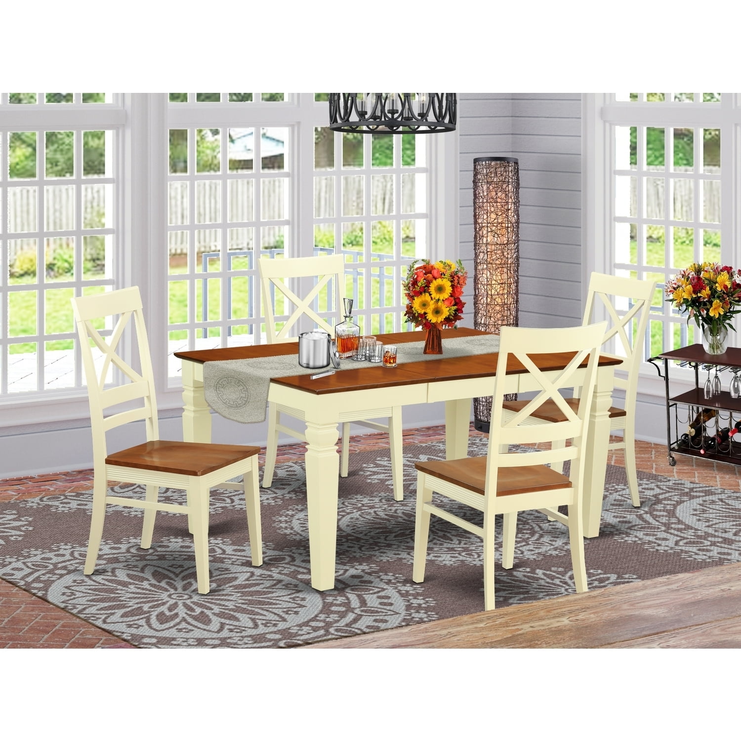 Coastal Kitchen Table Set for 4 - 42x60 Inch Rectangle Dining Set with ...