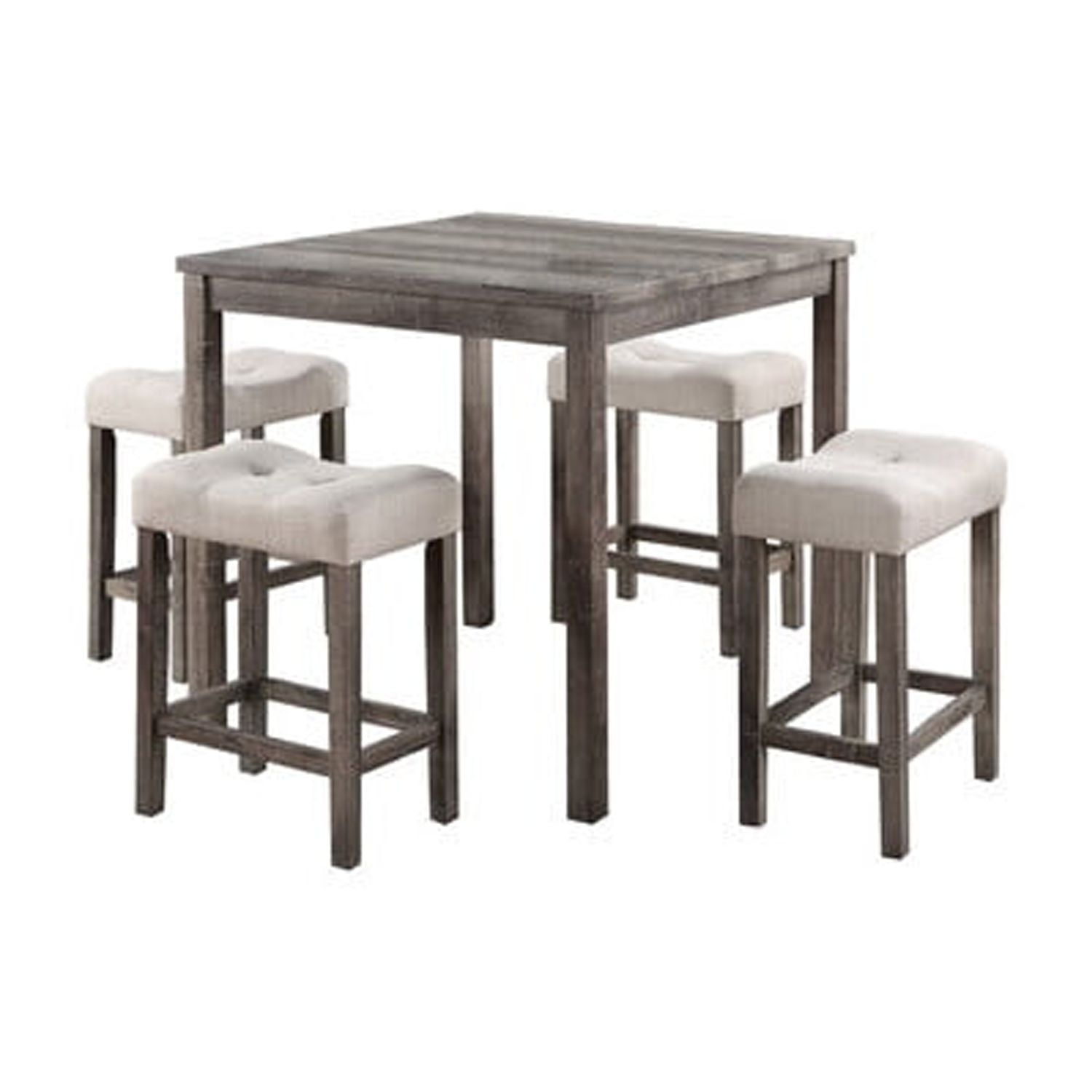 HomeStock Coastal Cottage Counter Height Pub Table Set with Wood Top ...