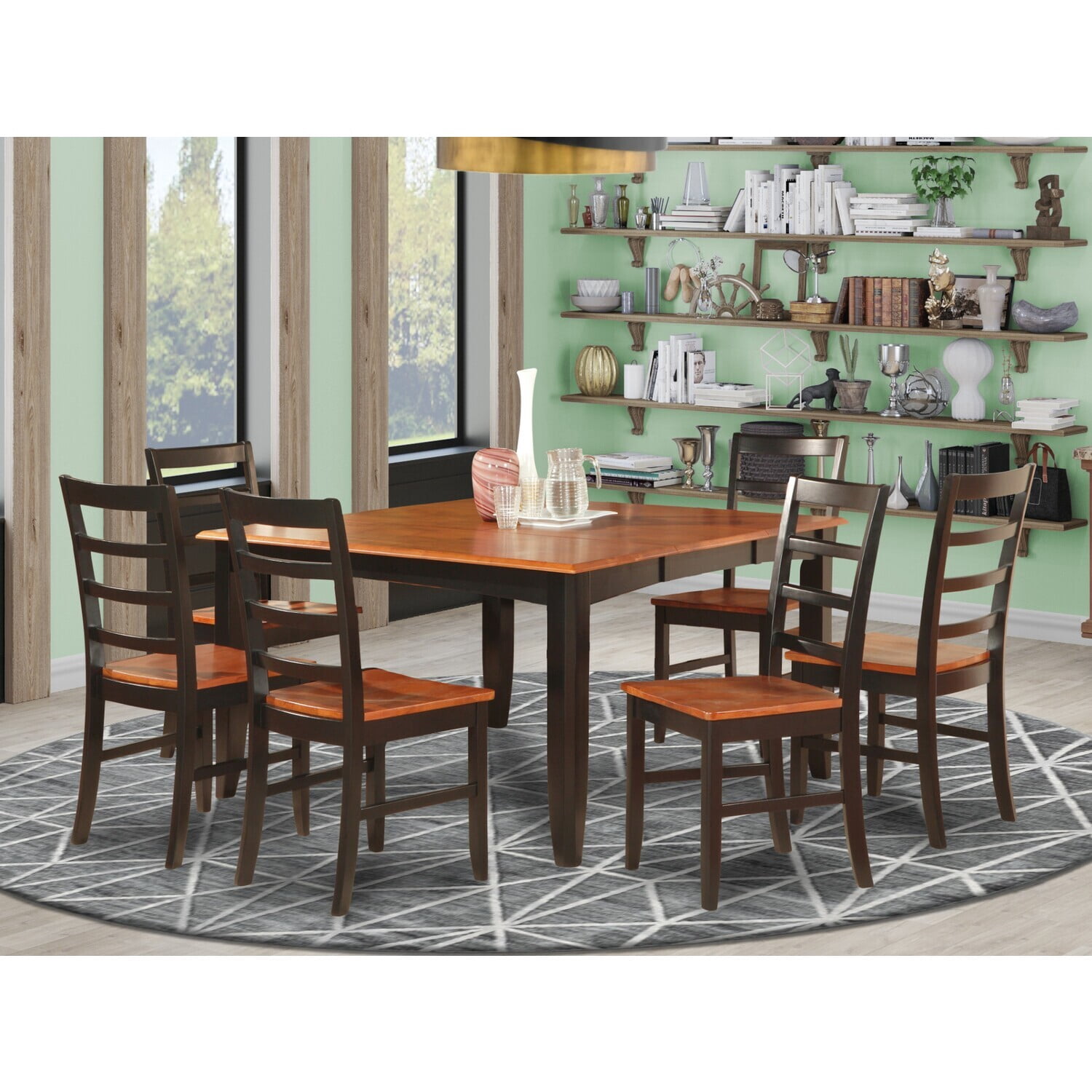 Coastal Cottage Dining Set - Kitchen Table & 6 Chairs - Wood Dining ...