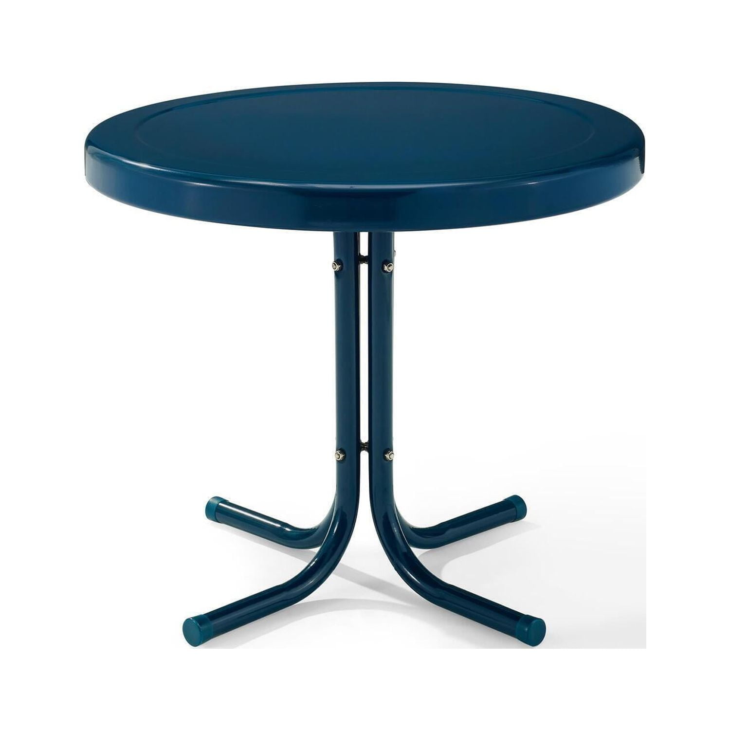 Coastal Outdoor Side Table - Metal Patio End Table - Navy Blue - 22 ...