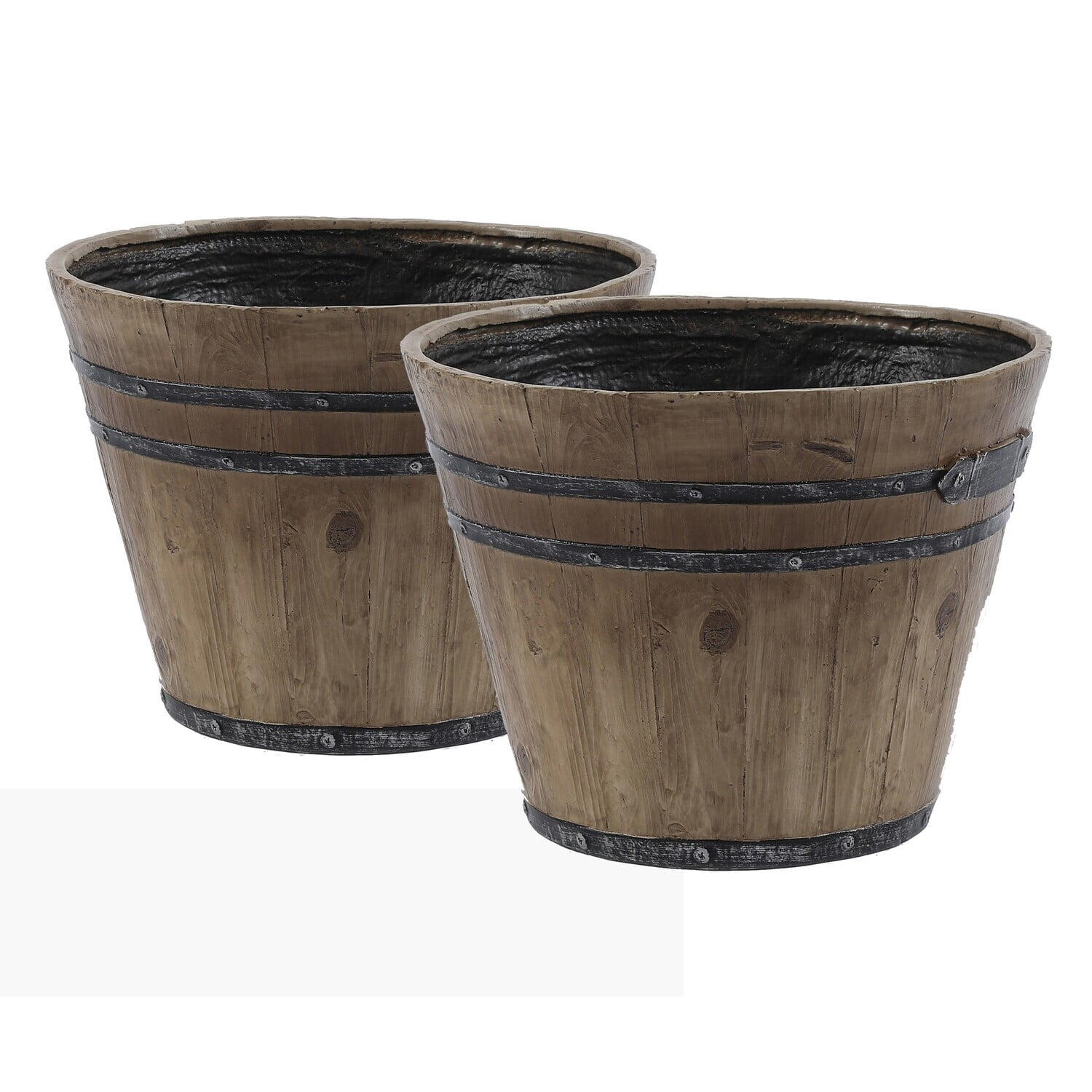 HomeStock Coastal Cottage Set Of 2 Rustic Brown Faux Wood Whiskey ...