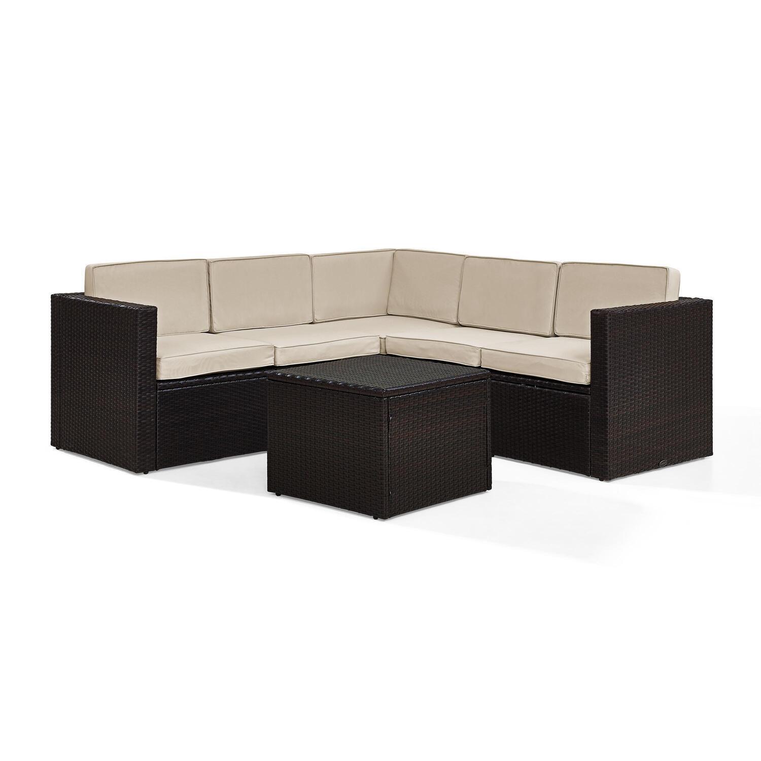 HomeStock Coastal Craftsman 6Pc Outdoor Wicker Sectional Set Sand/Brown ...