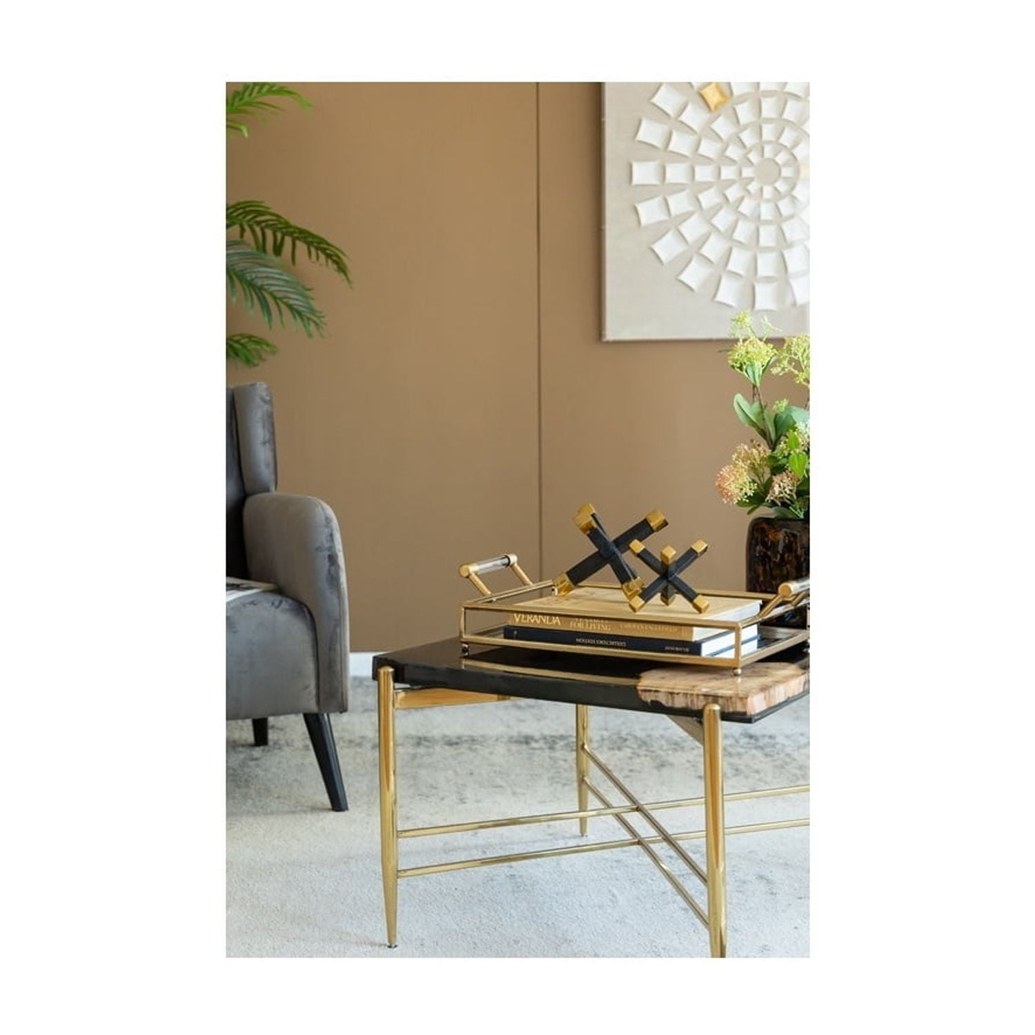 Aluminum X Decor - Set of 3 - Gold & Black - Modern Interior Accents ...