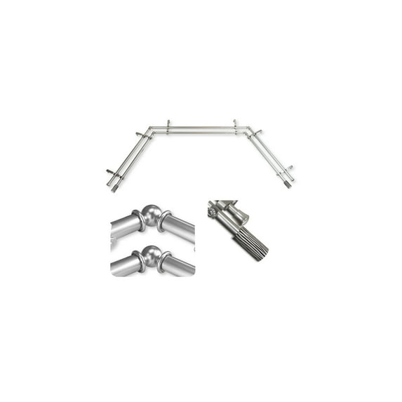 Adjustable Curtain Rods & Hardware Set - Telescoping Rods, Finials, Bay ...