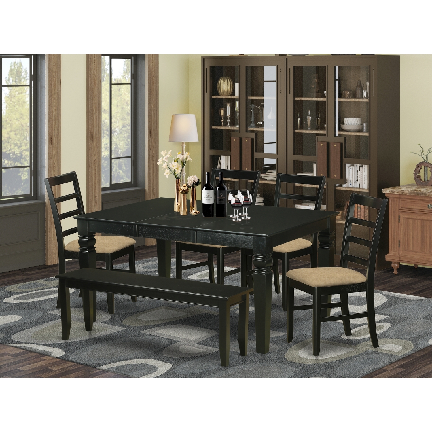 HomeStock Coastal Craftsman Kitchen Table Set - Table And Dining Chairs ...