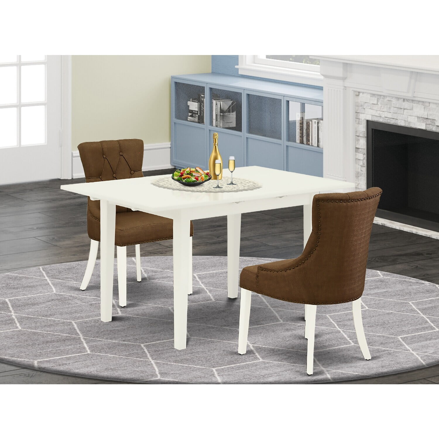 HomeStock Contemporary Chic 3-Piece Kitchen Set - 2 Parson Chairs With ...