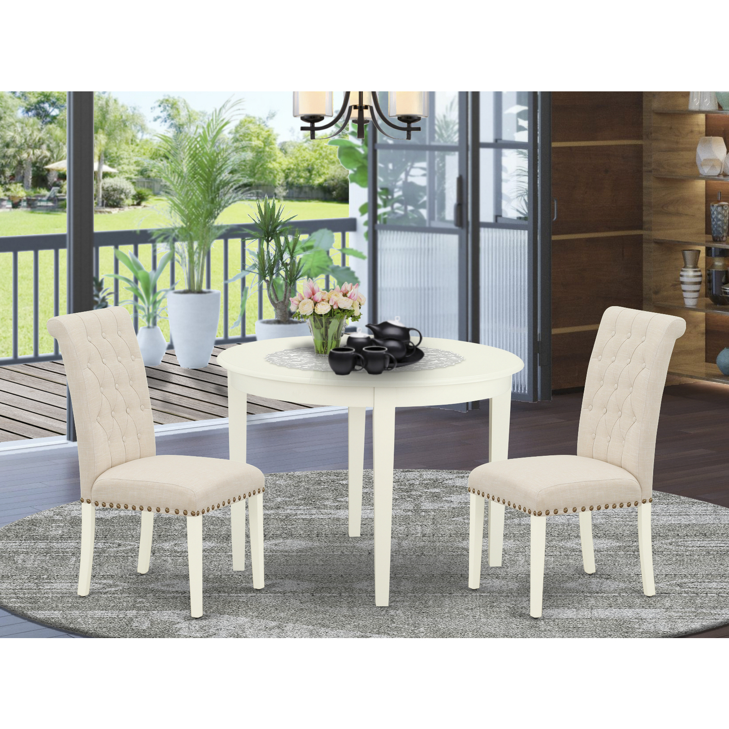 HomeStock Contemporary Cool 3Pc Dinette Set Includes A Small Rounded ...