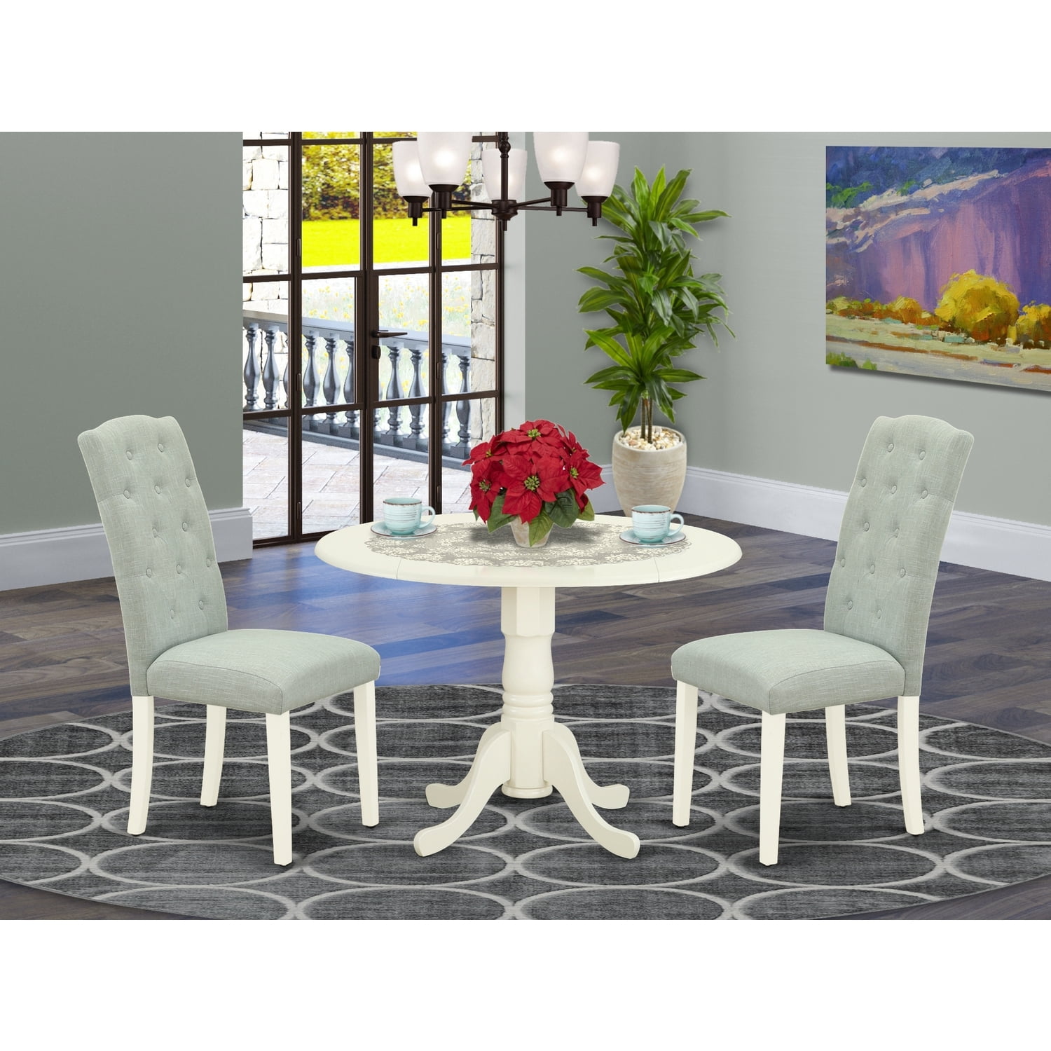 HomeStock Contemporary Cool 3Pc Dinette Set Includes A Small Rounded ...
