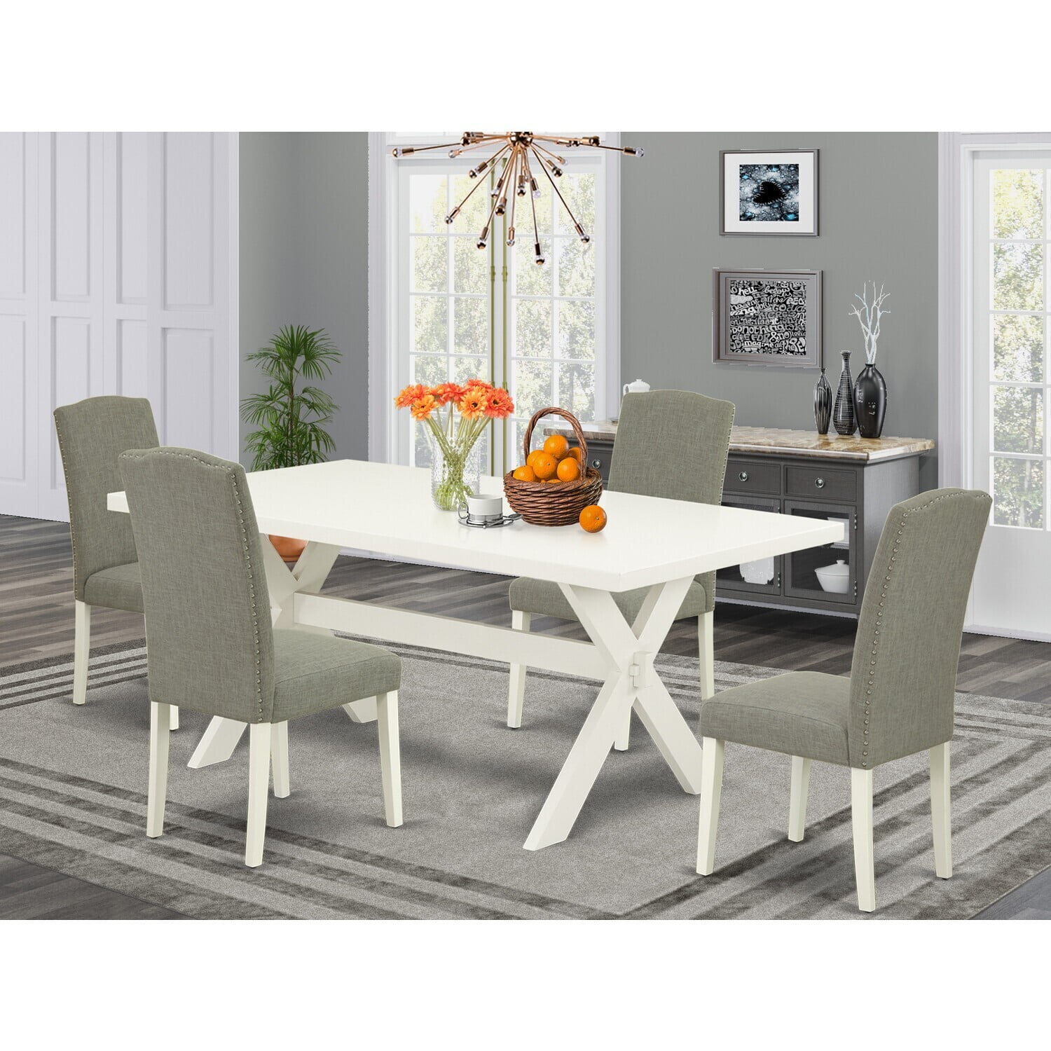 Contemporary 5-Piece Dinette Set - Dining Table with 4 Chairs - Modern ...