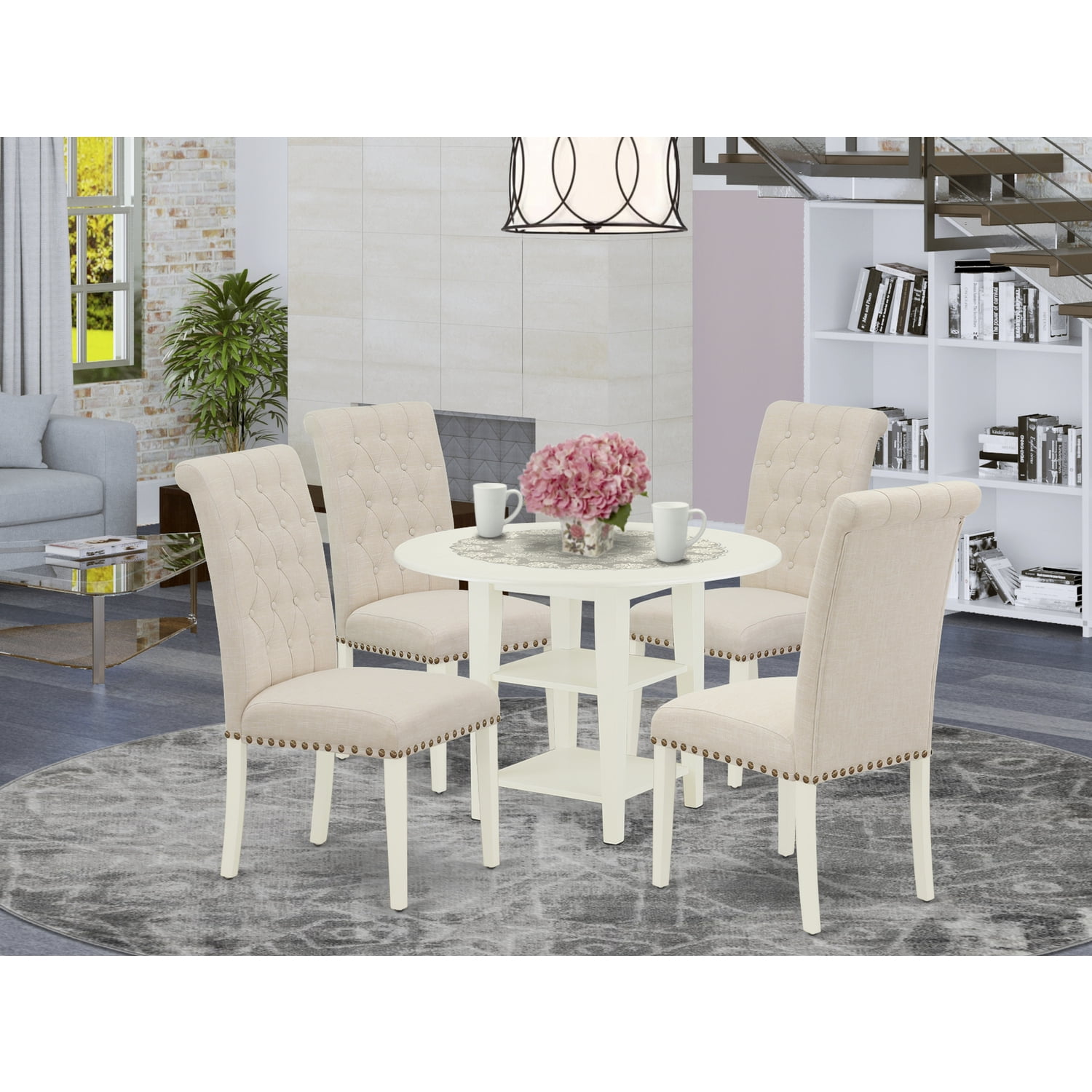 HomeStock Contemporary Cool 5Pc Dining Set Includes A Round Dining ...
