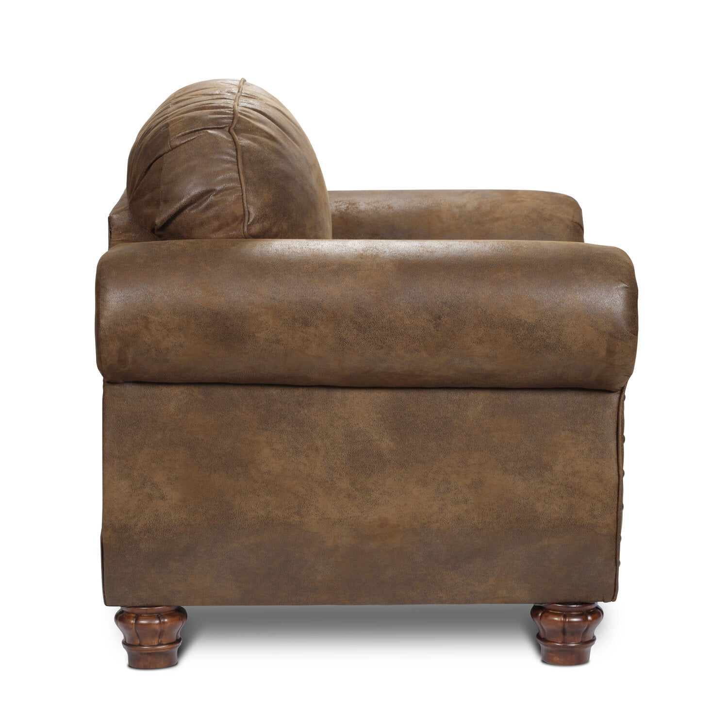 HomeStock Cool Comfort Arm Chair with Leather Look Fabric and Antique ...
