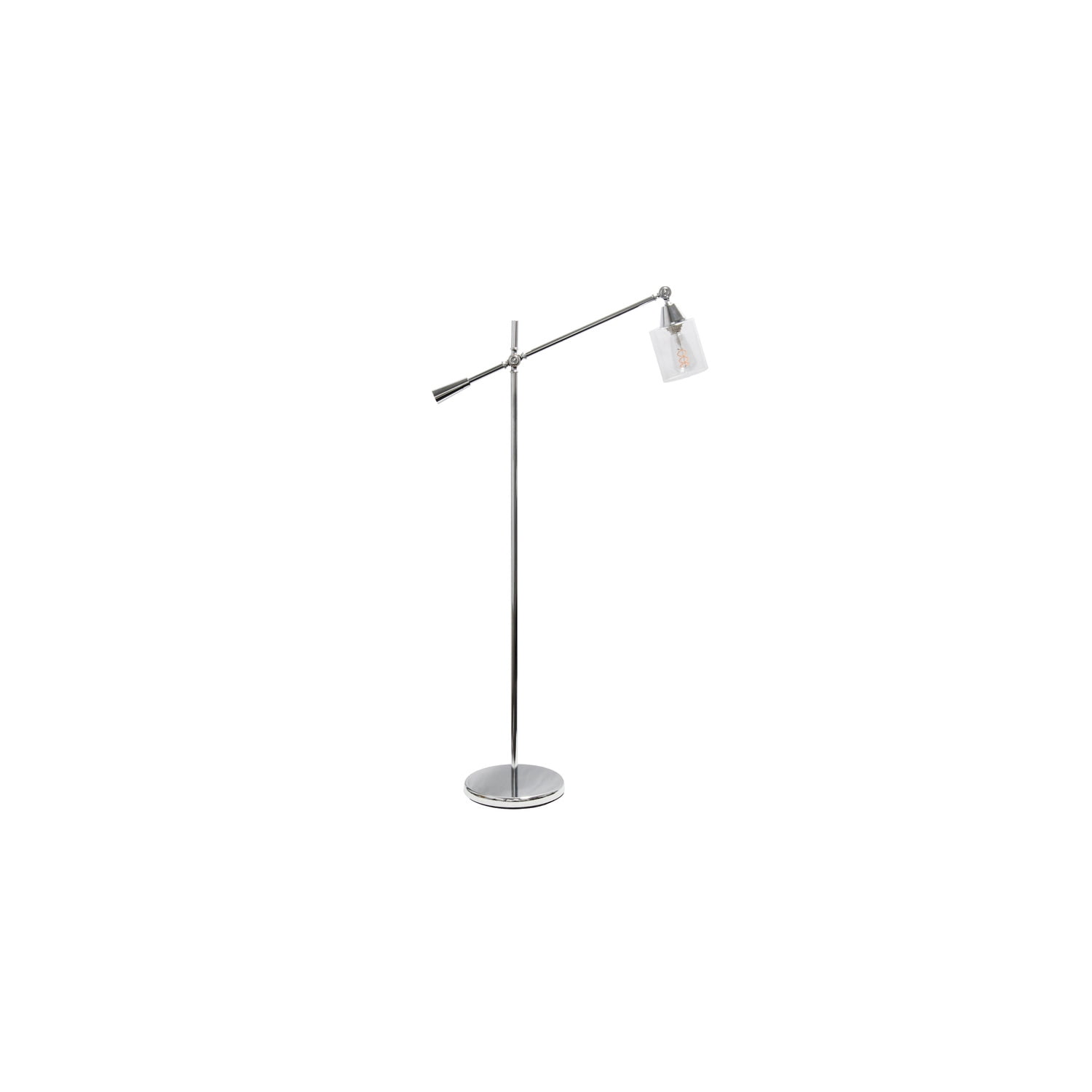 HomeStock Cool Pivot Arm Floor Lamp with Clear Glass Shade and Chrome ...
