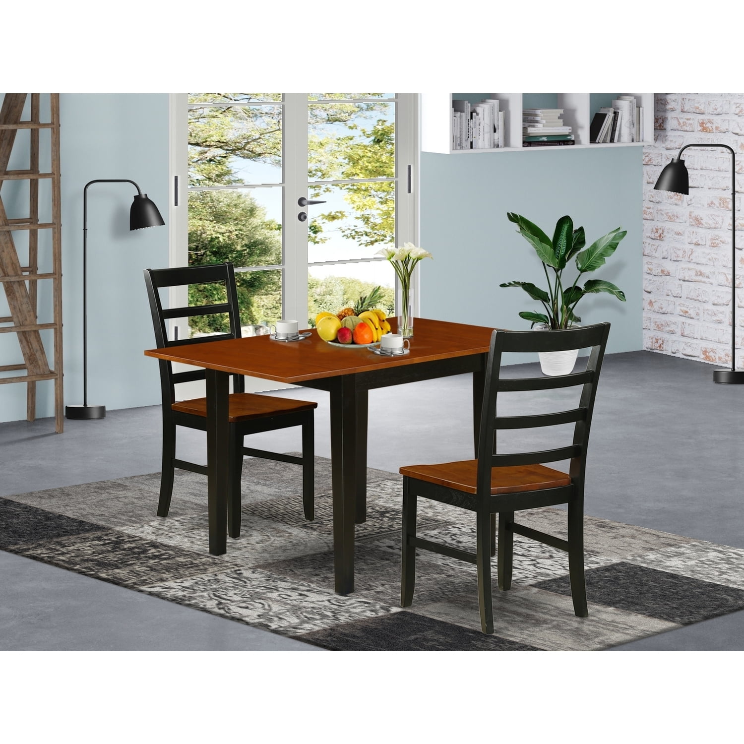 Country Cottage 3-Pc Dining Set - Table & 2 Chairs - Black Cherry ...