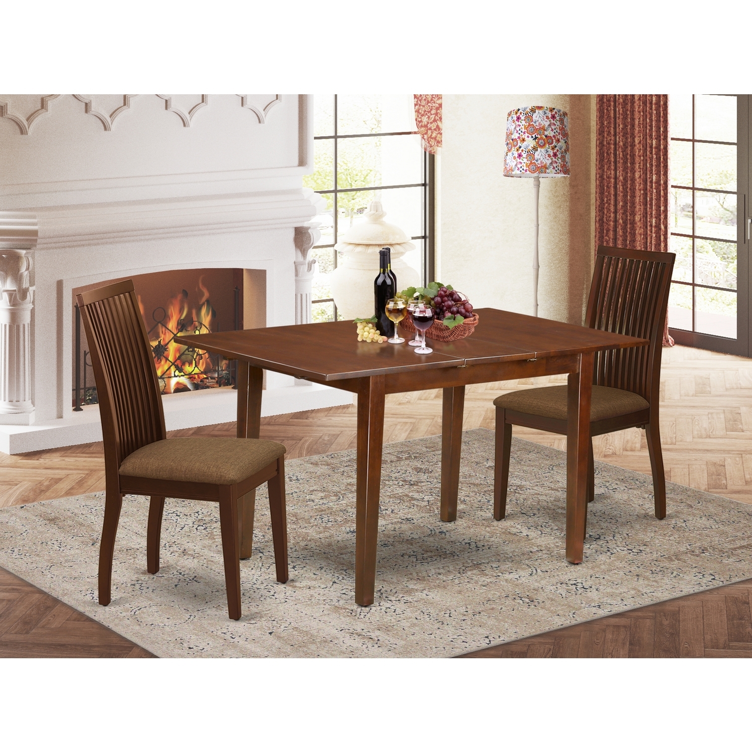 HomeStock Country Cottage 3Pc Dinette Set Includes A Rectangular ...