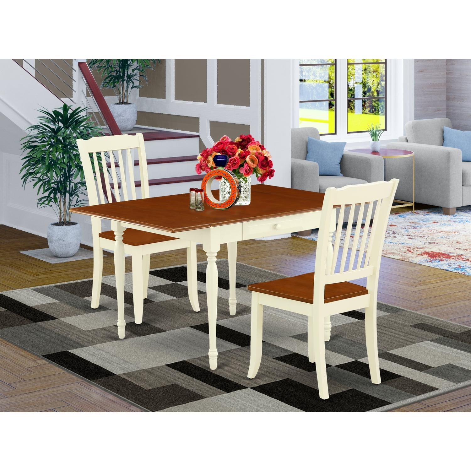 HomeStock Country Cottage 3Pc Kitchen Table Set Contains A Small Dining ...