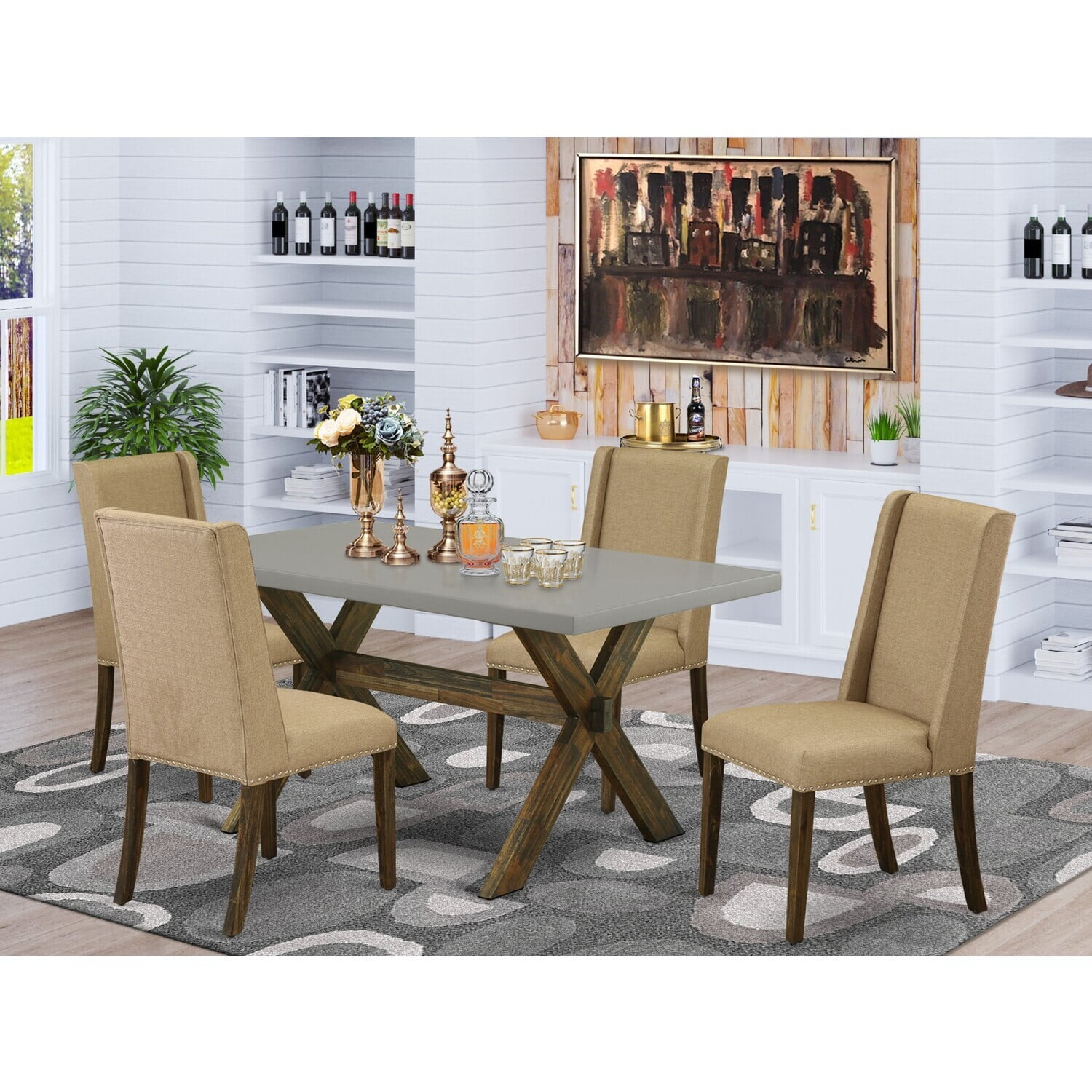 HomeStock Country Cottage 5-Pc Dinette Set Included 4 Parson Chair ...