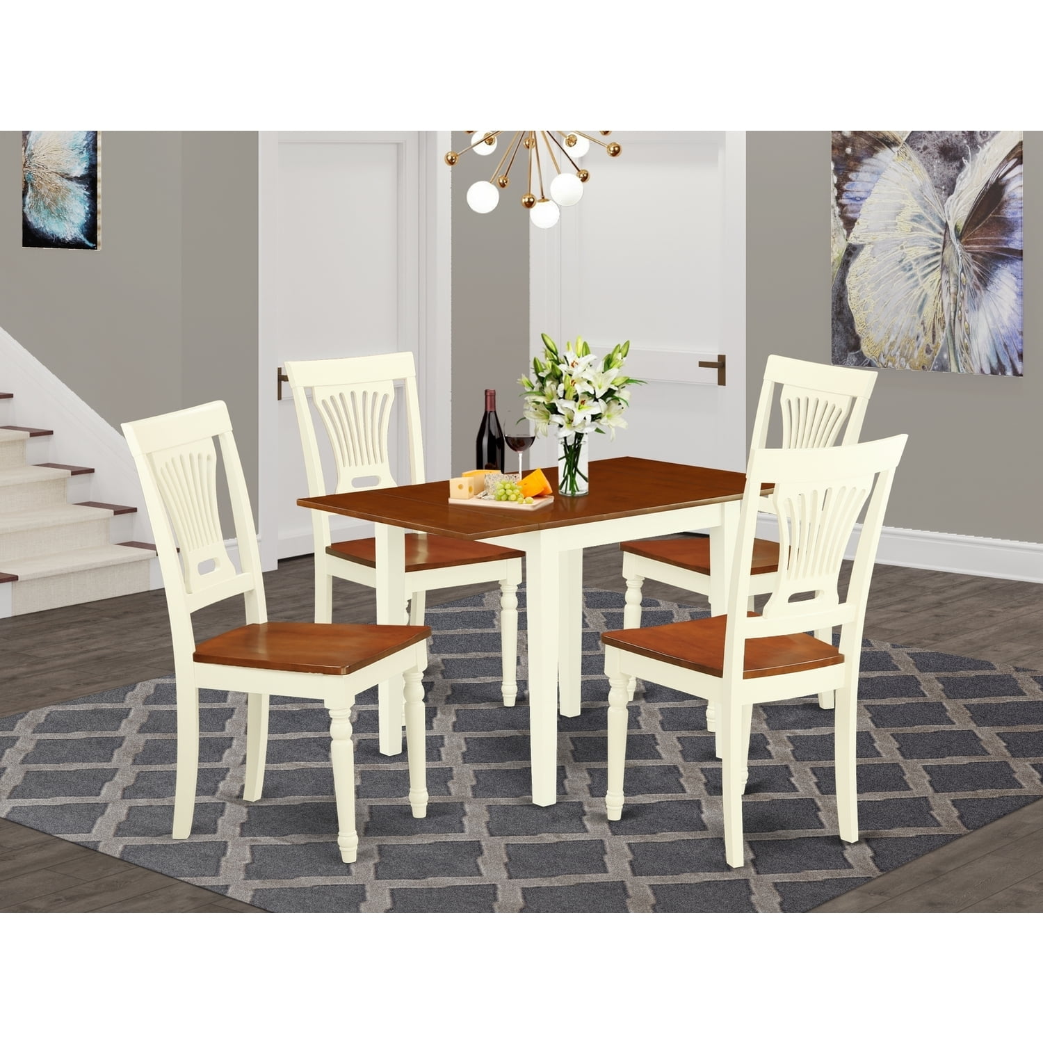 Small Space Dinette Set - 5 Piece Kitchen Table & Chair Set - Wood ...