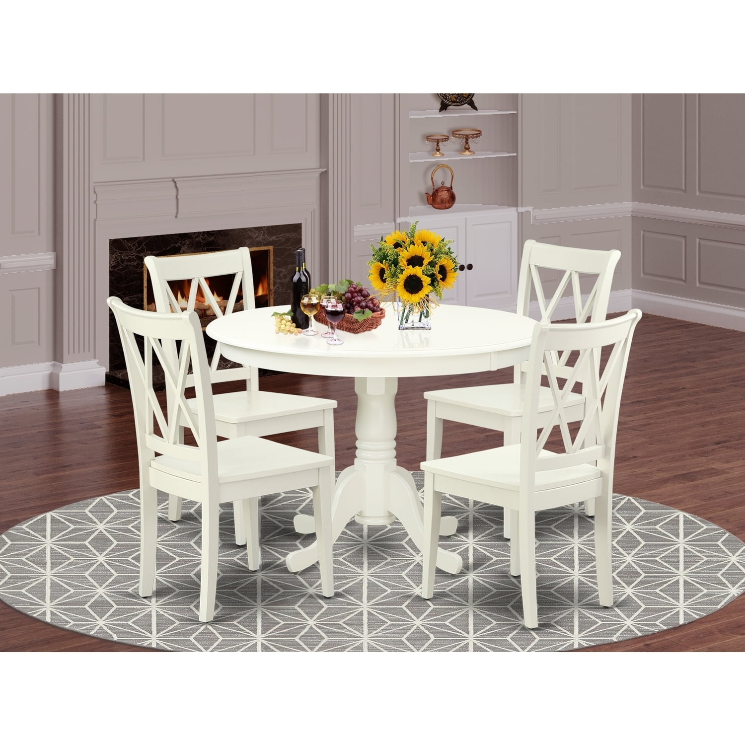HomeStock Country Cottage 5 Piece Dining Room Table Set Includes a ...