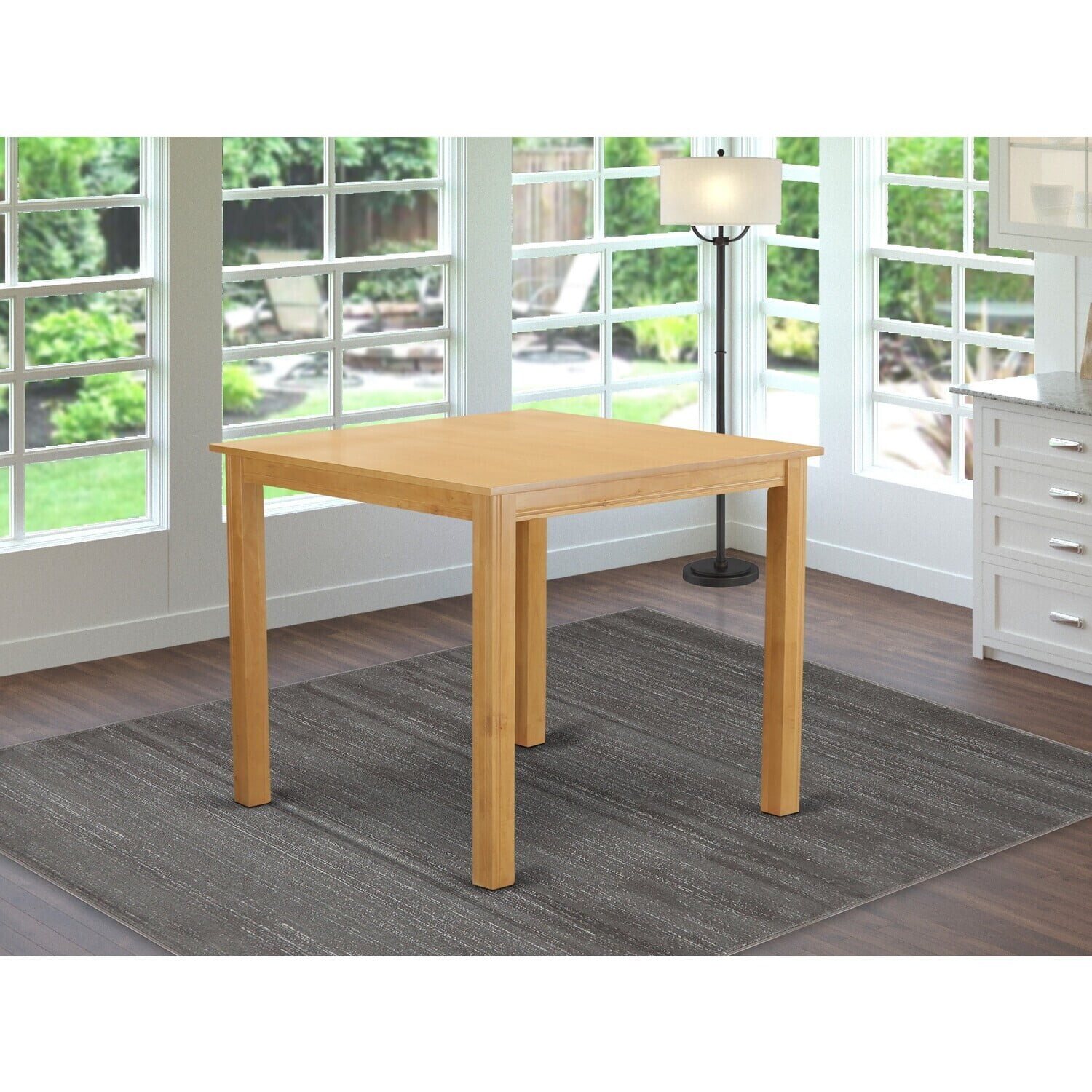 Counter Height Table - Square Pub Dining Table, Natural Oak Finish ...