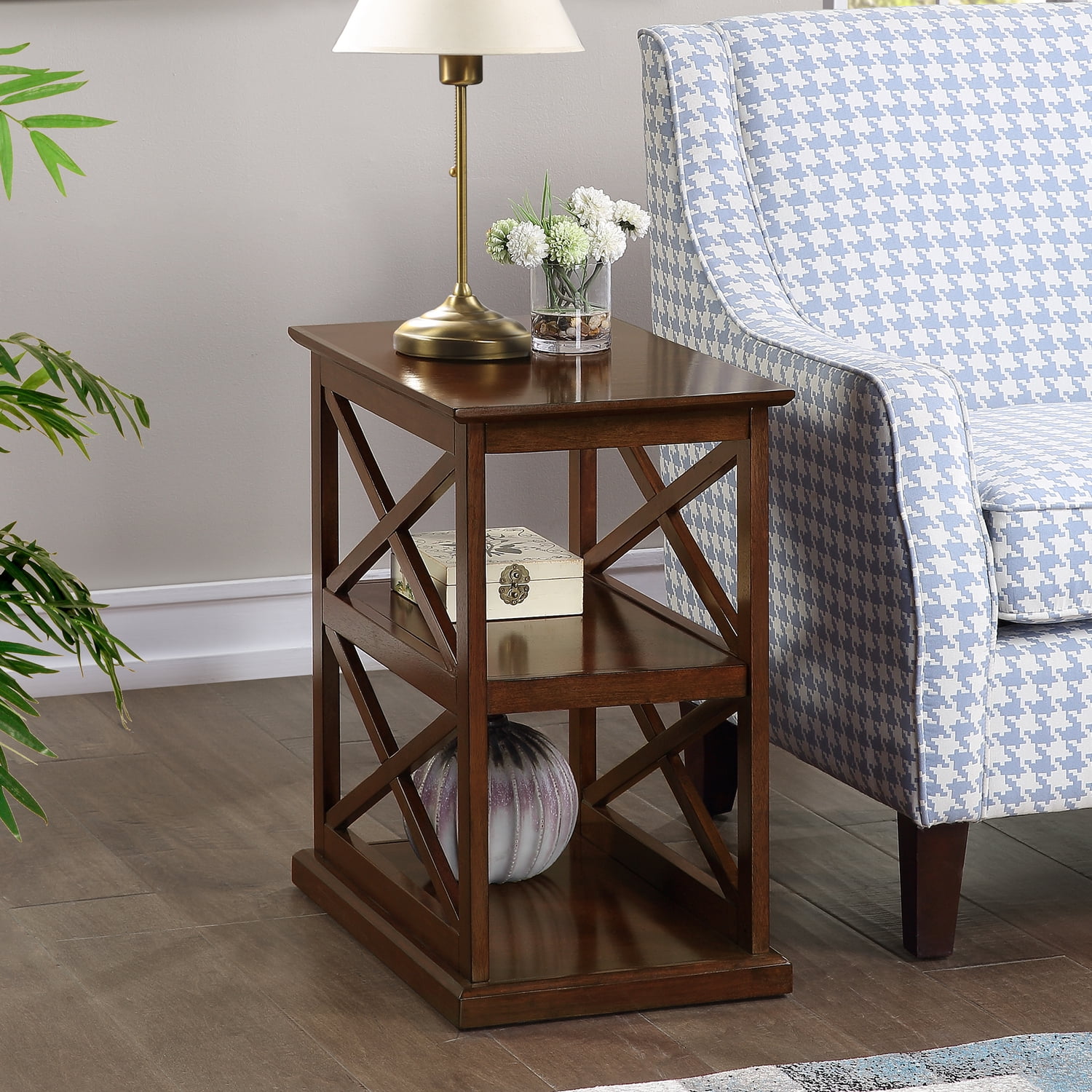 HomeStock Country Cottage Chairside End Table with Shelves - Walmart.com