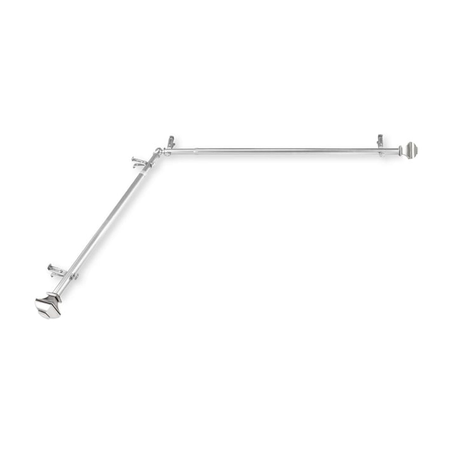 Corner Curtain Rods & Hardware Set - Satin Nickel Steel Rods ...