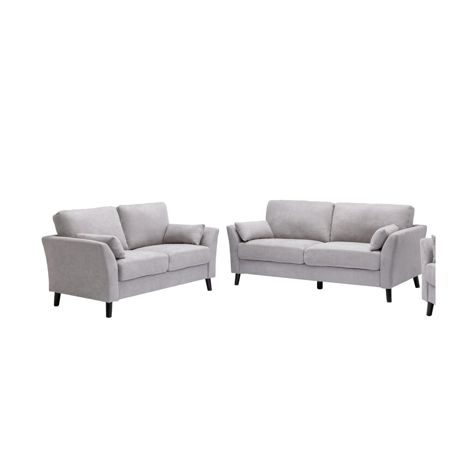 HomeStock Country Cottage Light Gray Velvet Fabric Sofa Loveseat Living ...