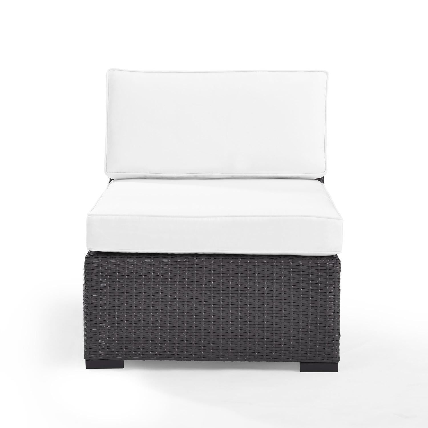 HomeStock Country Cottage Outdoor Wicker Armless Chair White/Brown ...