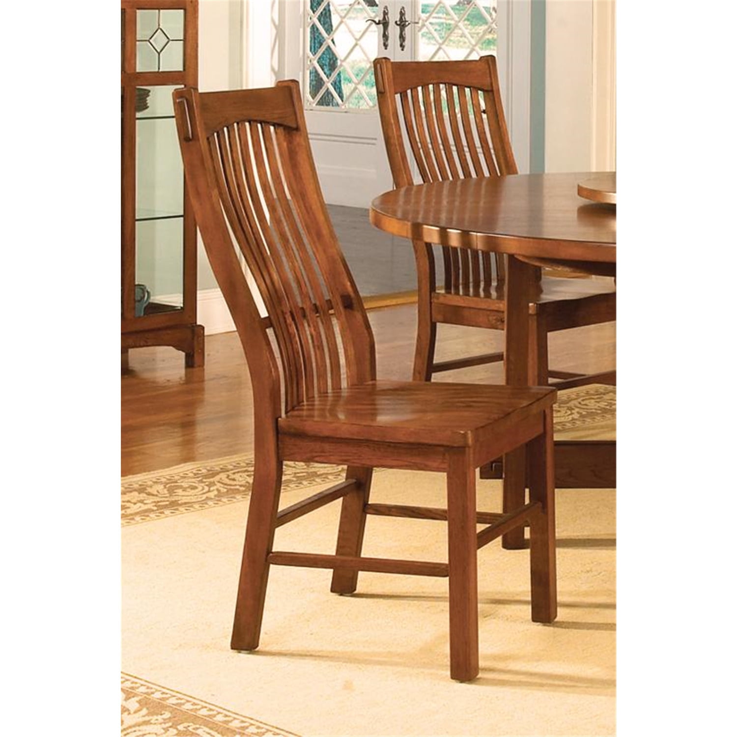 Homestock Country Cottage Slatback Side Chair, Contoured Solid Wood ...