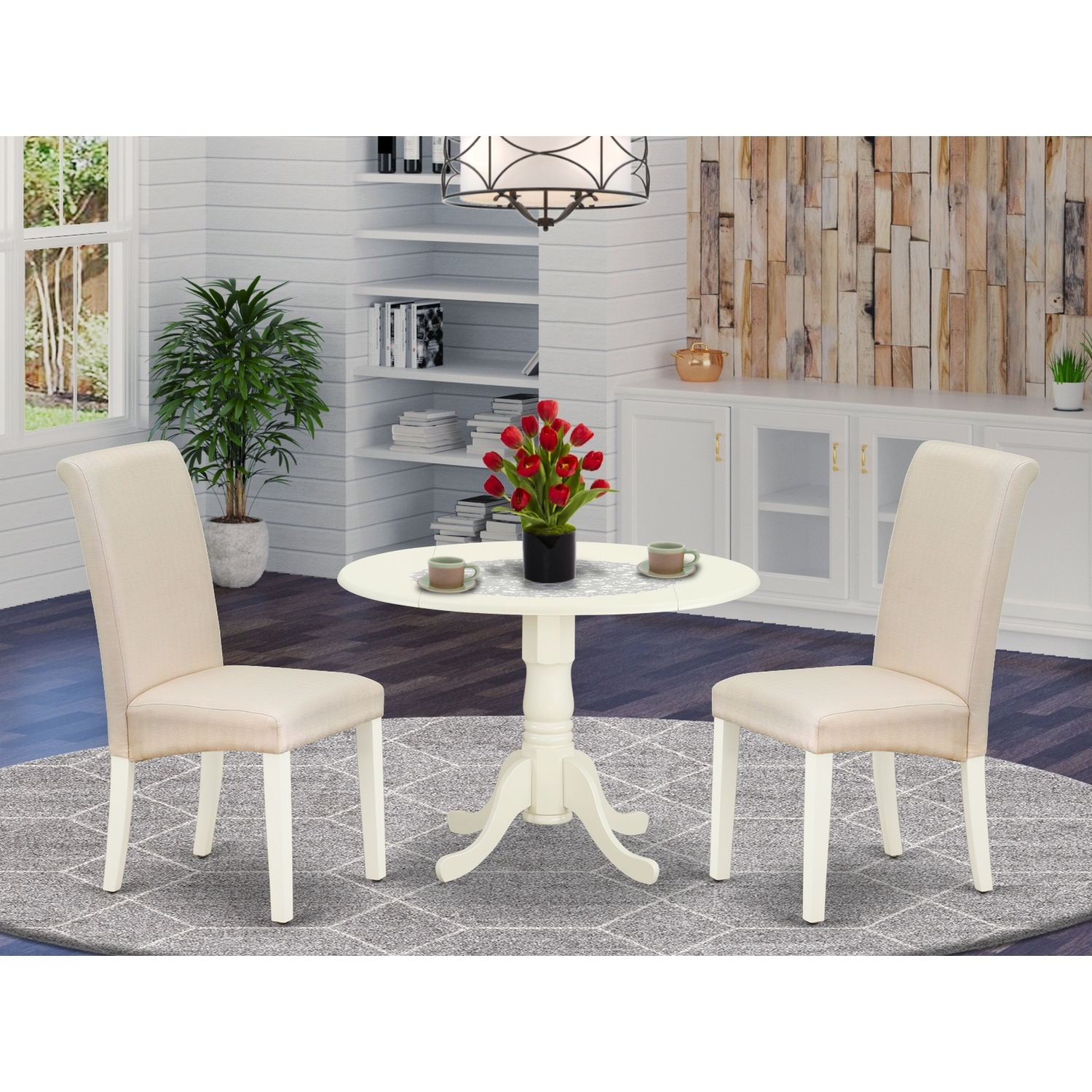 HomeStock Earthy Elegance 3Pc Dinette Set Includes A Small Rounded ...